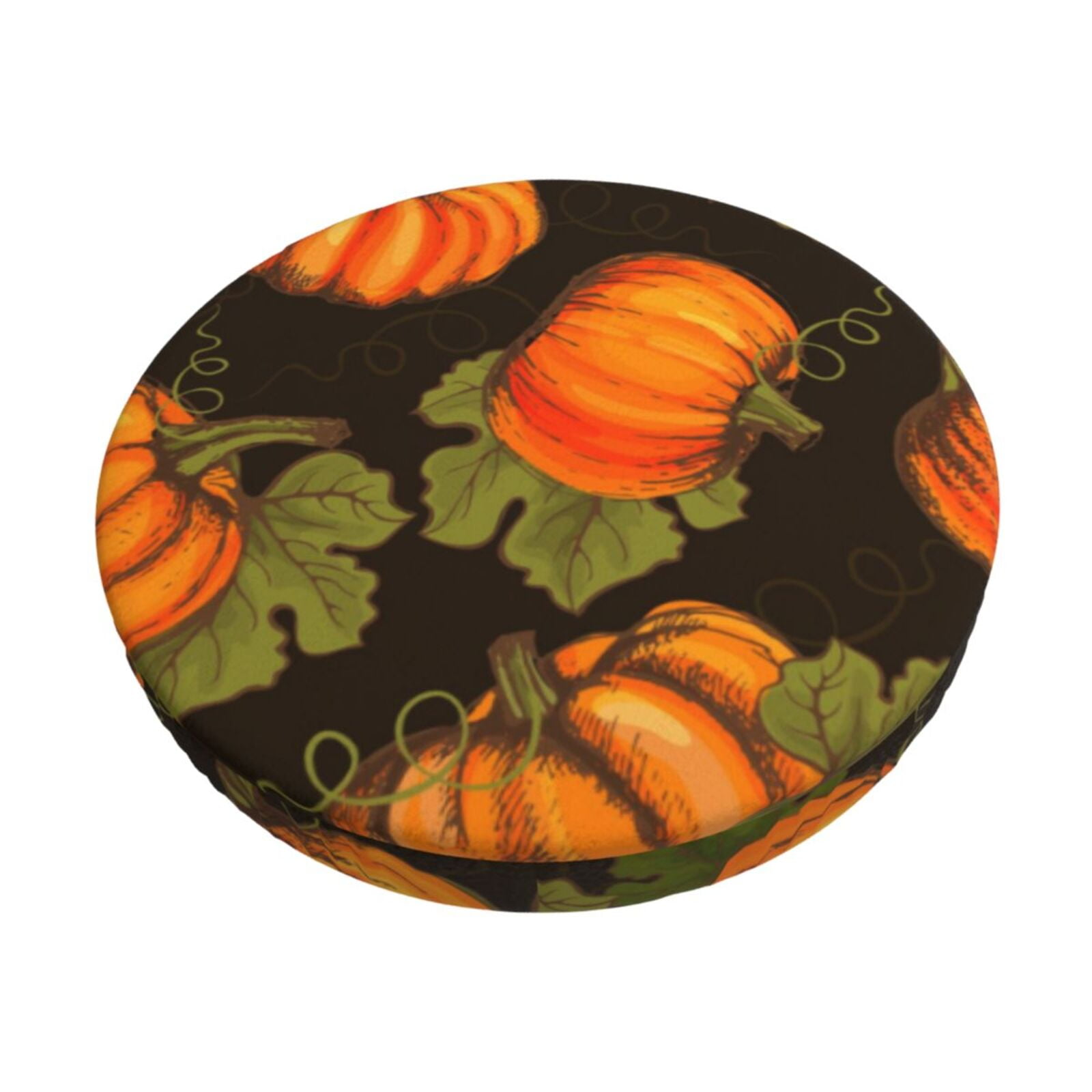 Balery Orange Pumpkin Round Bar Stool Seat Covers Velvet Fabric ...