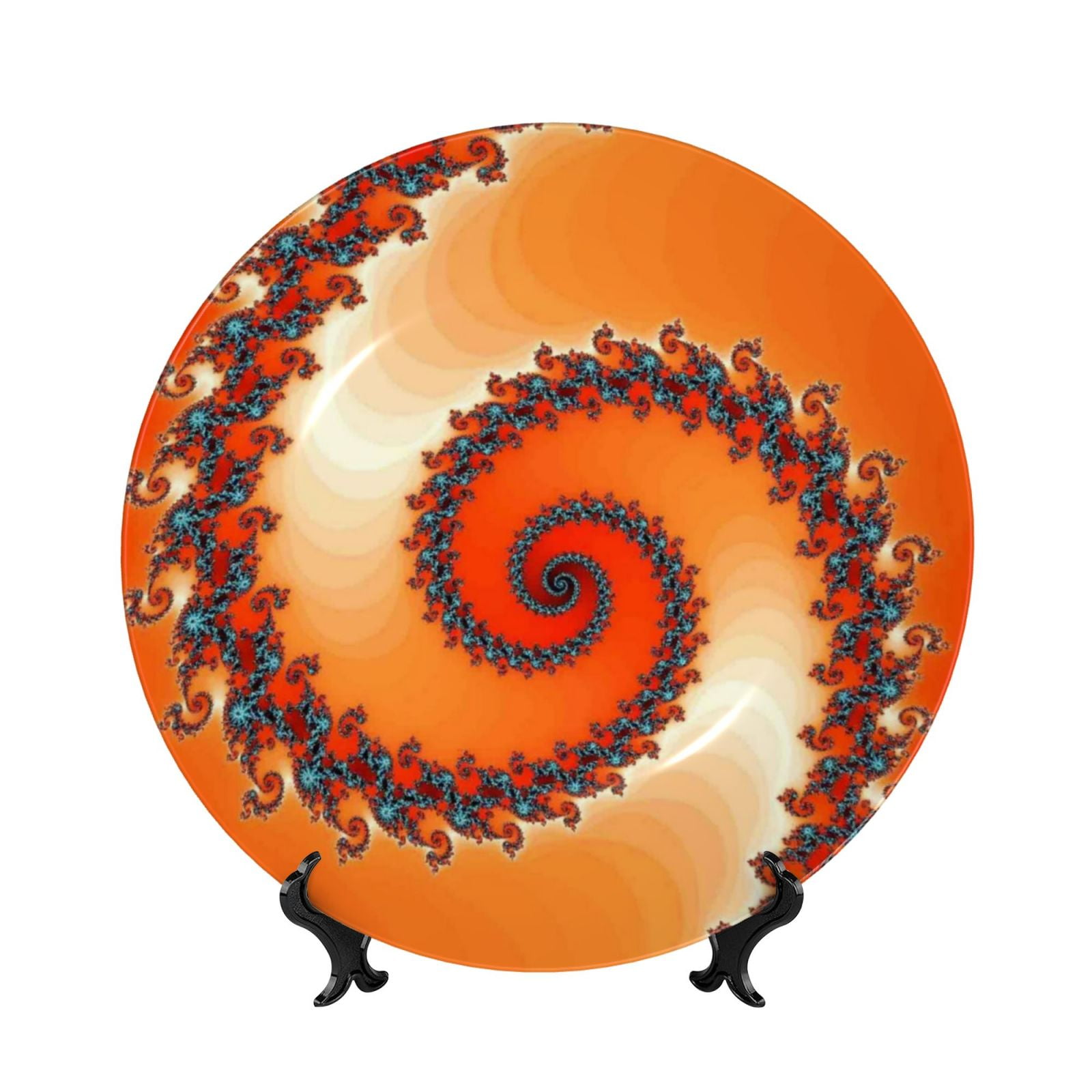 Balery Orange Rotating Print Bone China Decorative Plate Ceramic Dinner ...