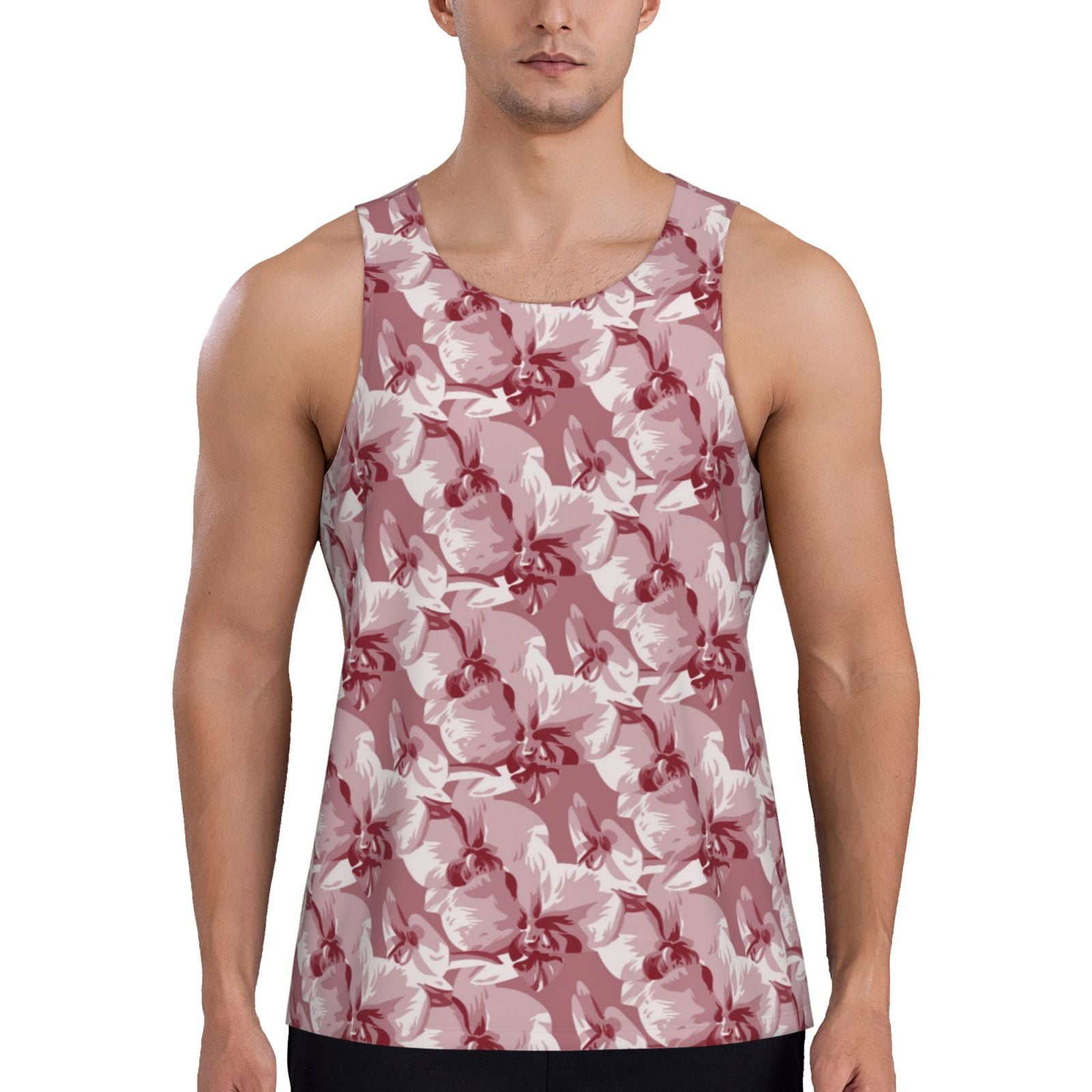 Balery Orchids Flowers Pattern Men's Workout Tank Top Gym Muscle Tee ...