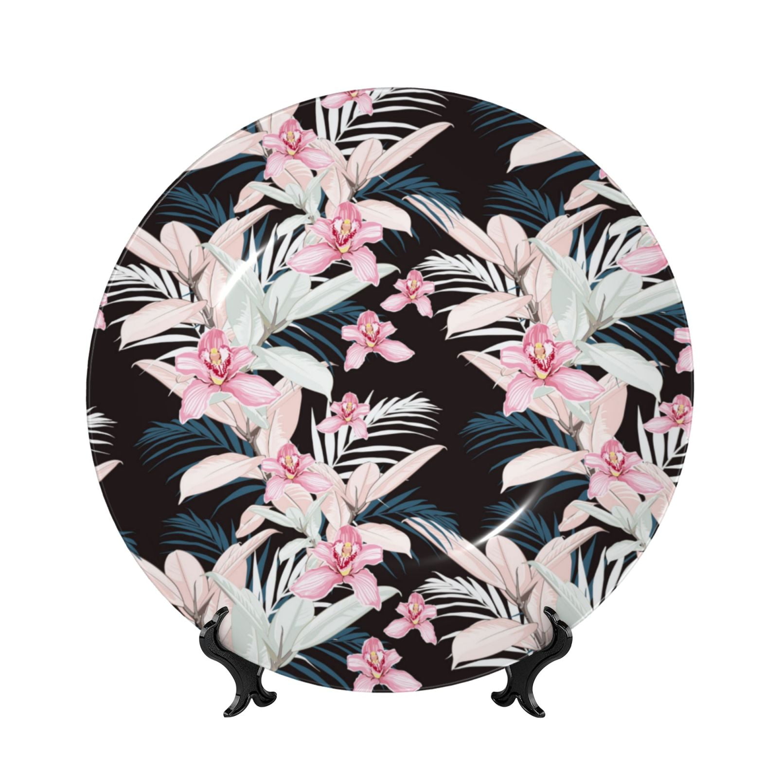 Balery Orchids Flowers Print Bone China Decorative Plate Ceramic Dinner ...