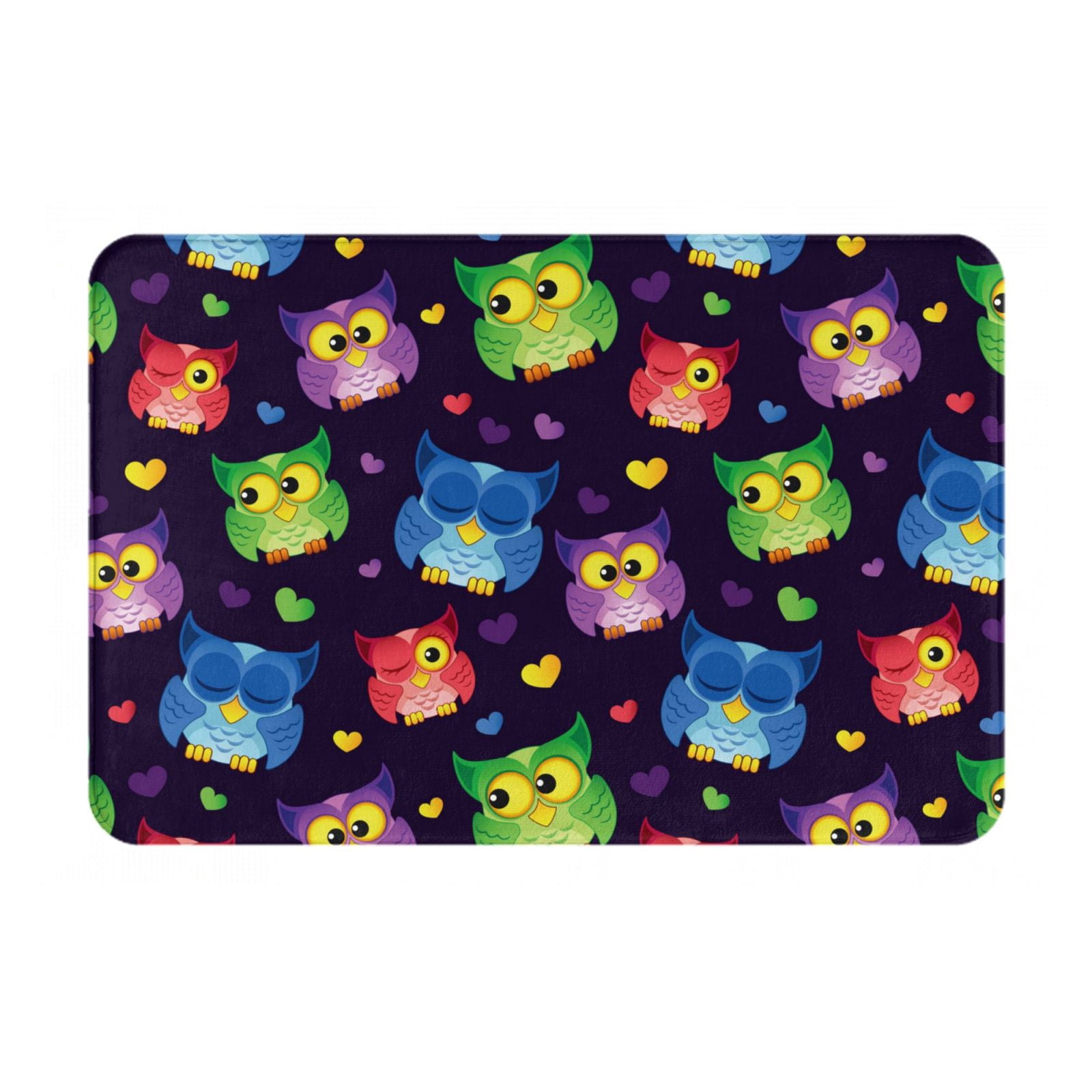 Balery Owls And Hearts Doormat, Durable Flannel Fabric, Waterproof ...