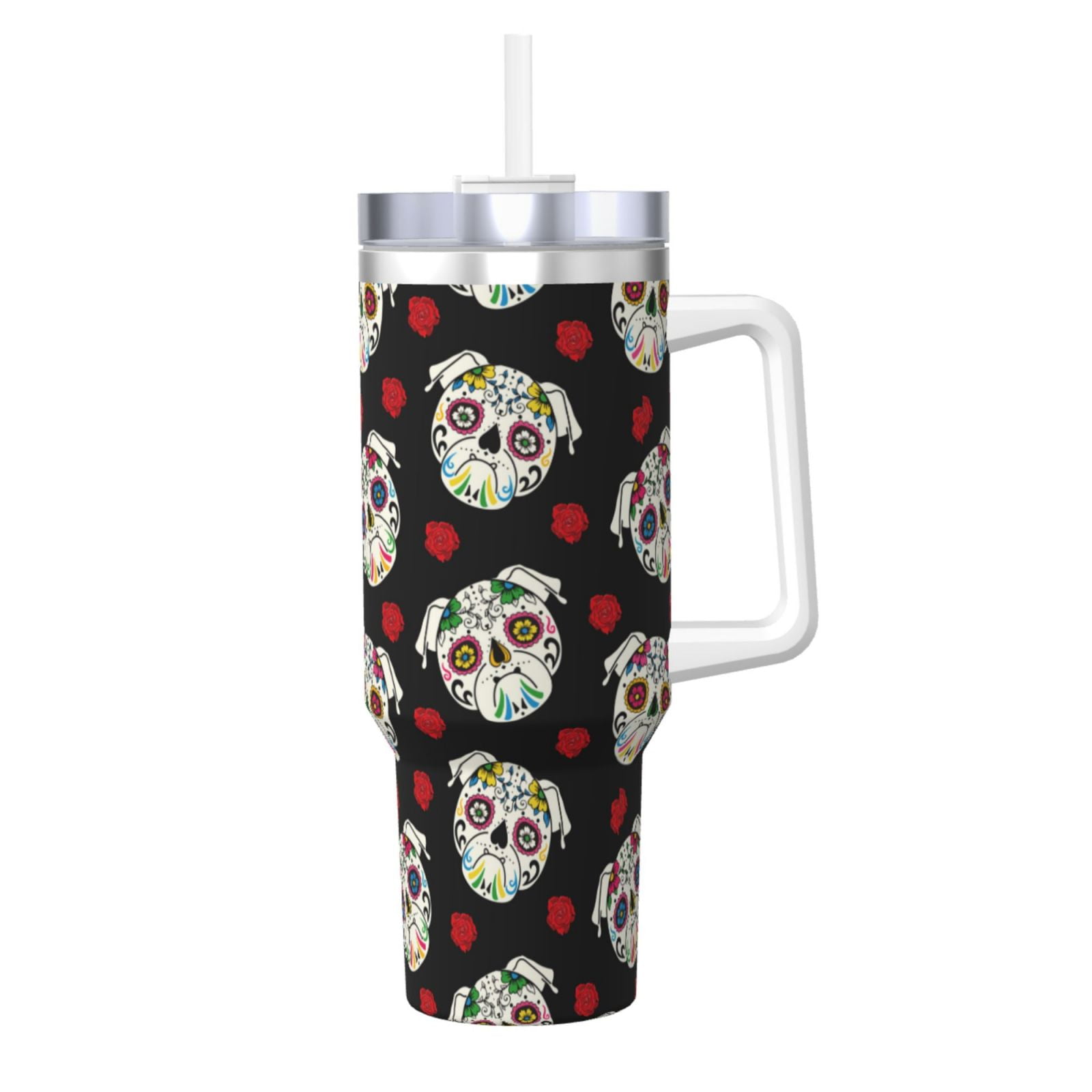 Balery PUG Pattern 40oz Stainless Steel Tumbler Double Wall Vacuum ...