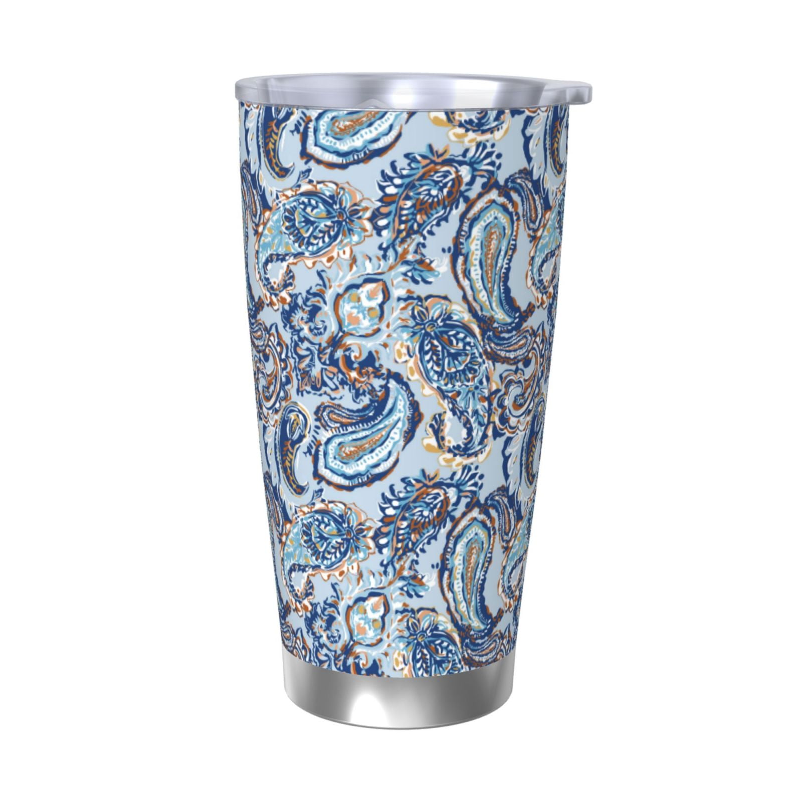 Balery Paisley Floral Branches Pattern 20oz Insulated Car Cup with Dual ...