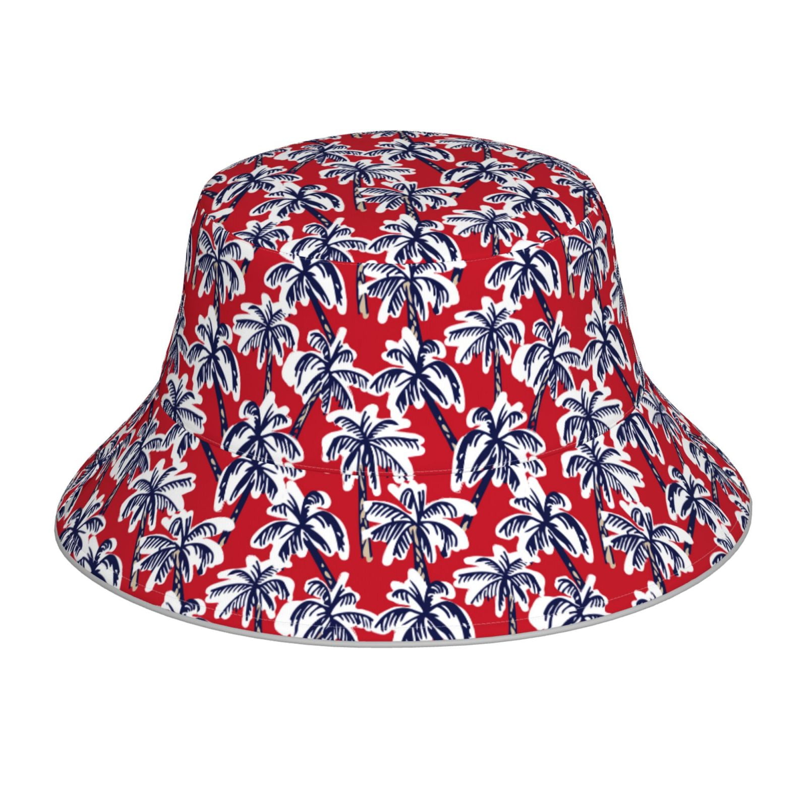 Balery Palm Tree Pattern on Red Sun Hats for Men Women Bucket Hat UPF ...