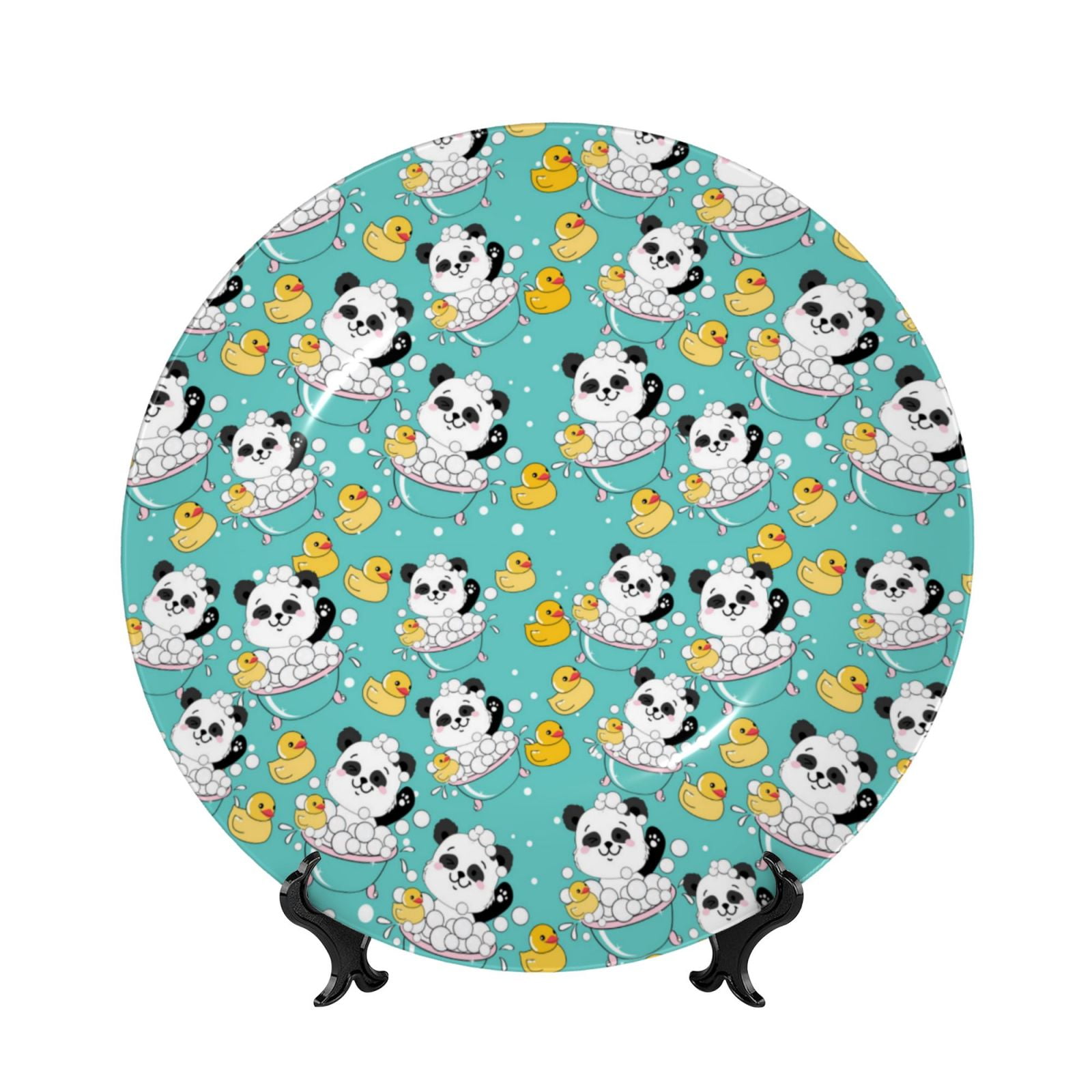 Balery Panda Bathing In The Bath Print Bone China Decorative Plate ...