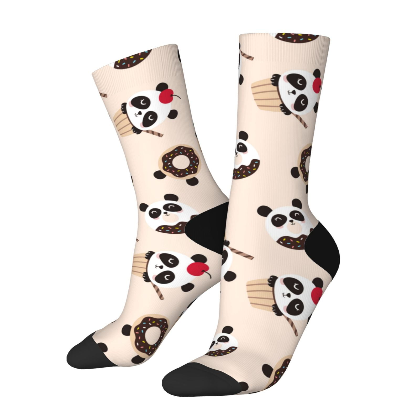 Balery Panda Ice Creams Donuts Pattern Crew Socks Unisex– Soft & Breathable Socks for Men ...