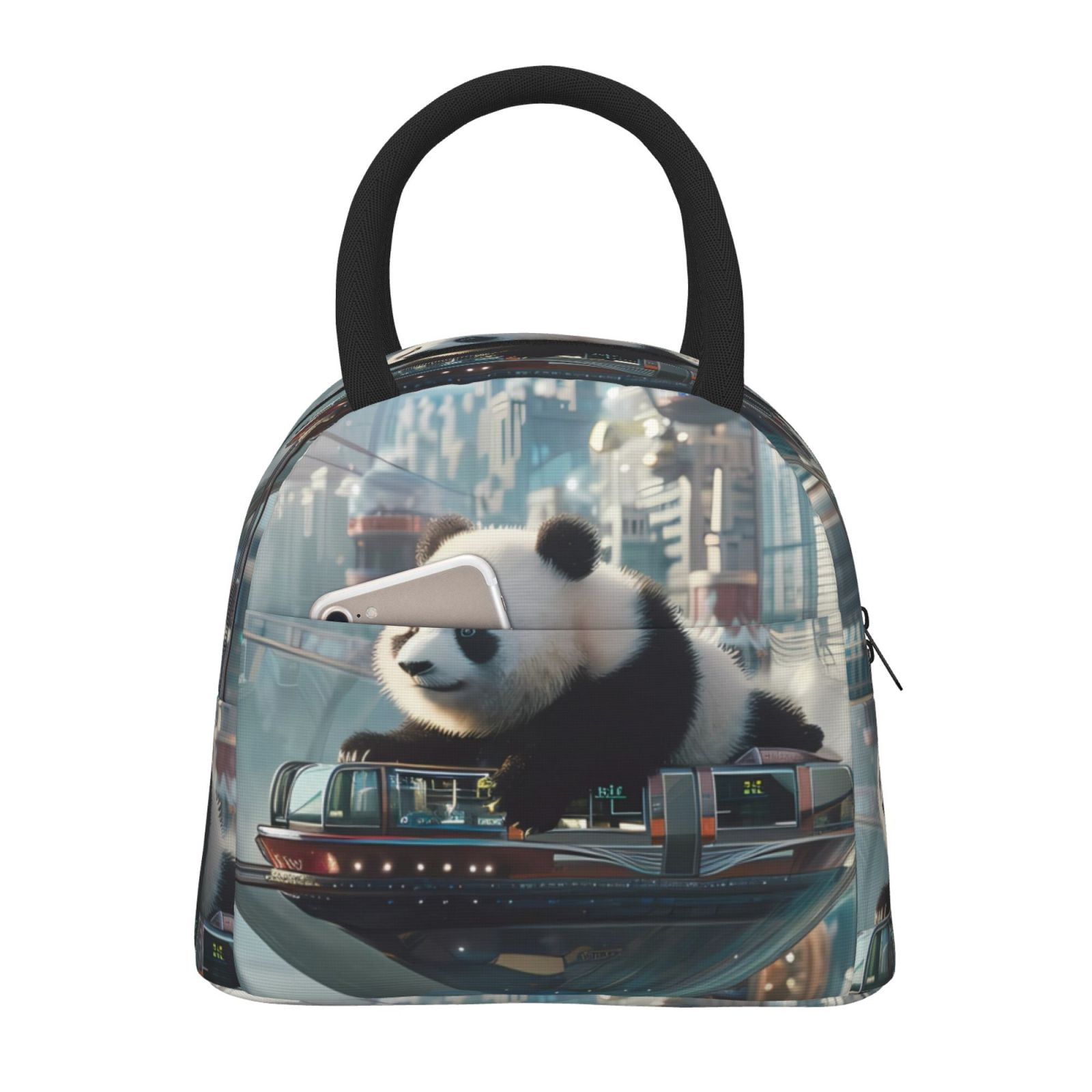 Balery Panda In Futuristic City Pattern Lunch Bag Women, Lunch Box ...