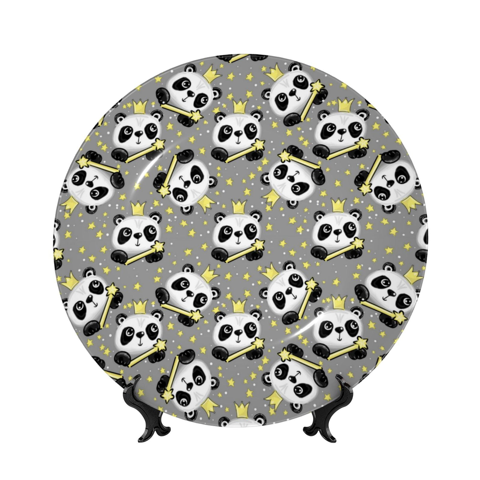 Balery Panda With Crown And Stars Print Bone China Decorative Plate ...