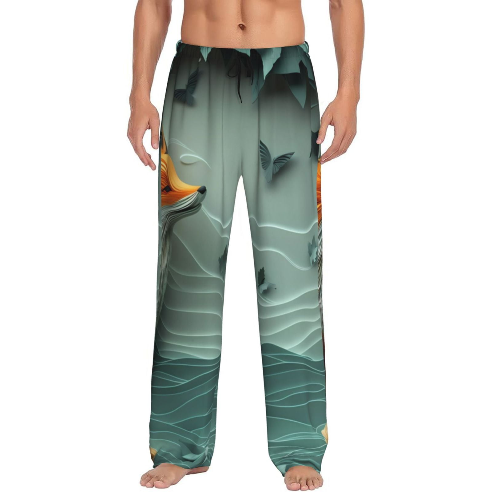 Balery Paper Fox Crow Fantasy print Men's Pajama Pants,Ultra ...