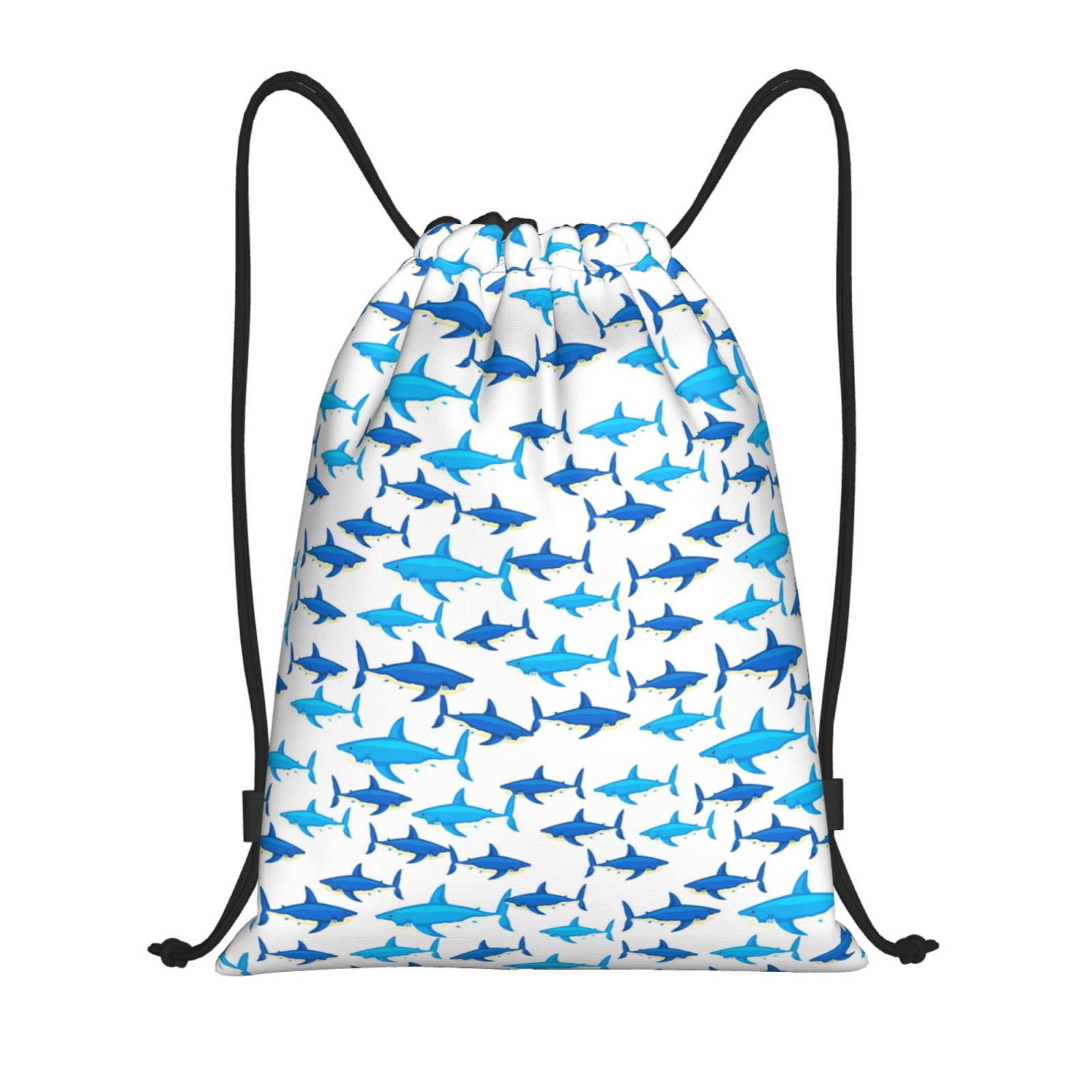 Balery Party Shark Cute Pattern Drawstring Backpack Bag Sport Gym ...