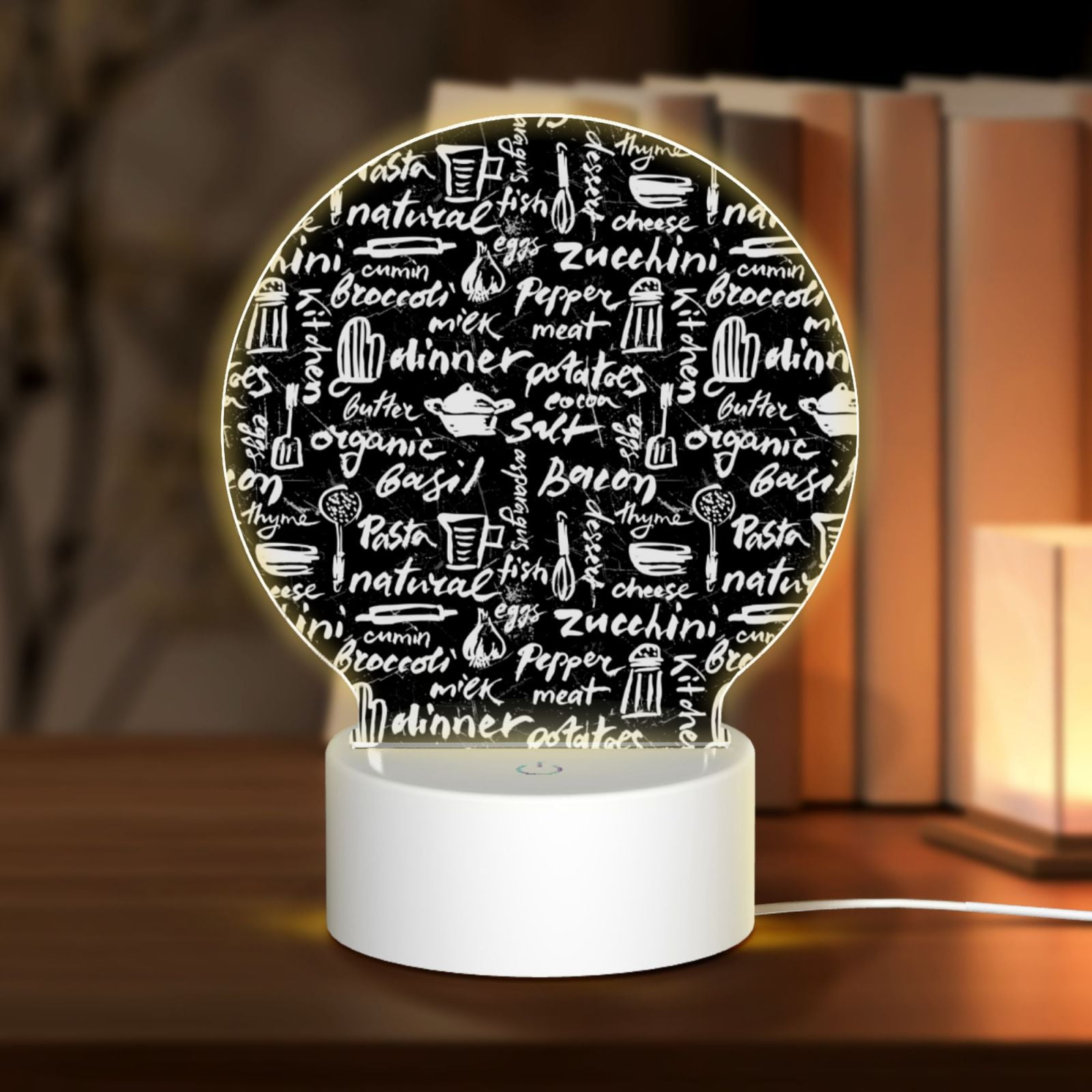 Balery Pasta Bacon Pattern Acrylic Night Light Gift with 3 Color ...