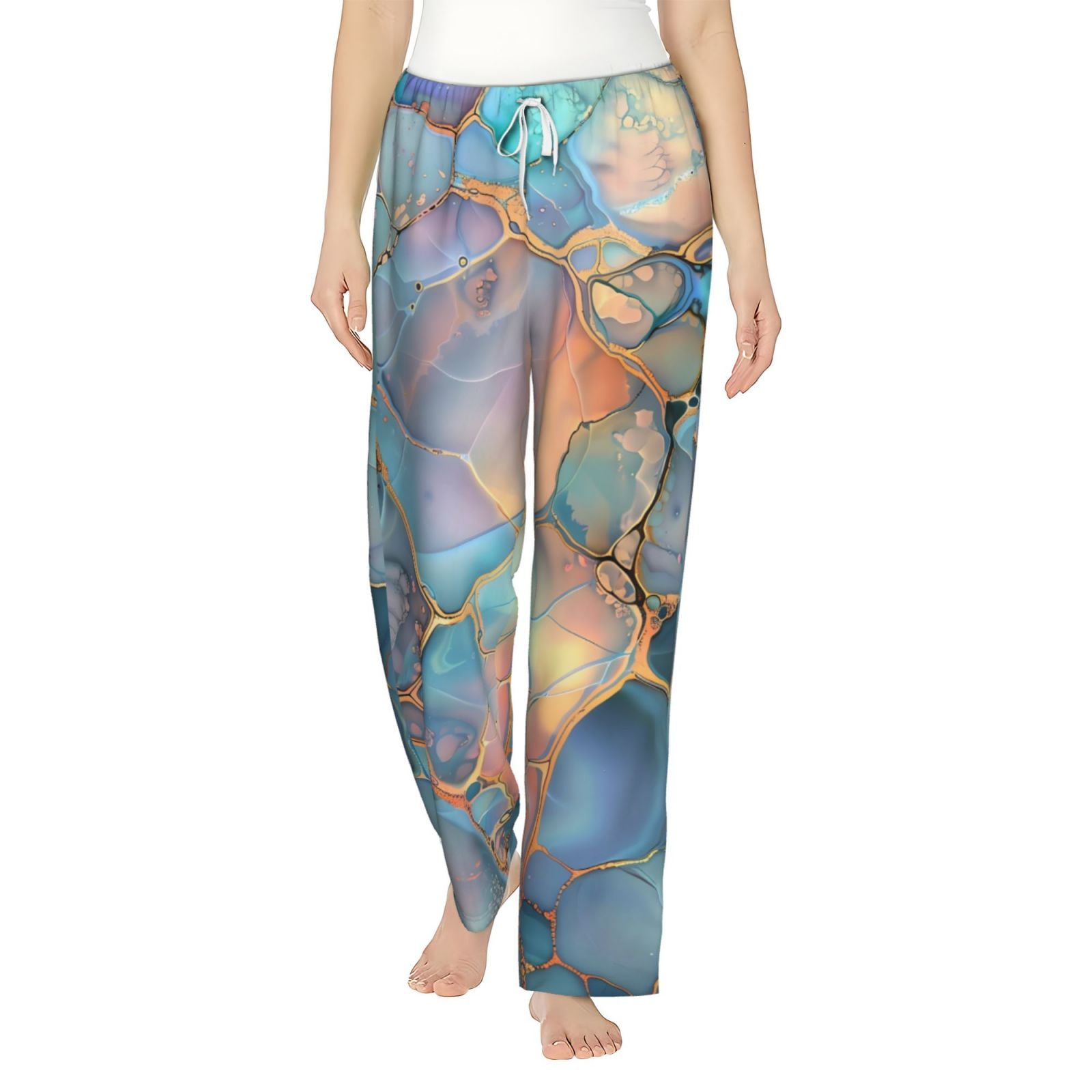 Balery Pastel Abstract Fluid Art print Women's Pajama Pants,Ultra ...