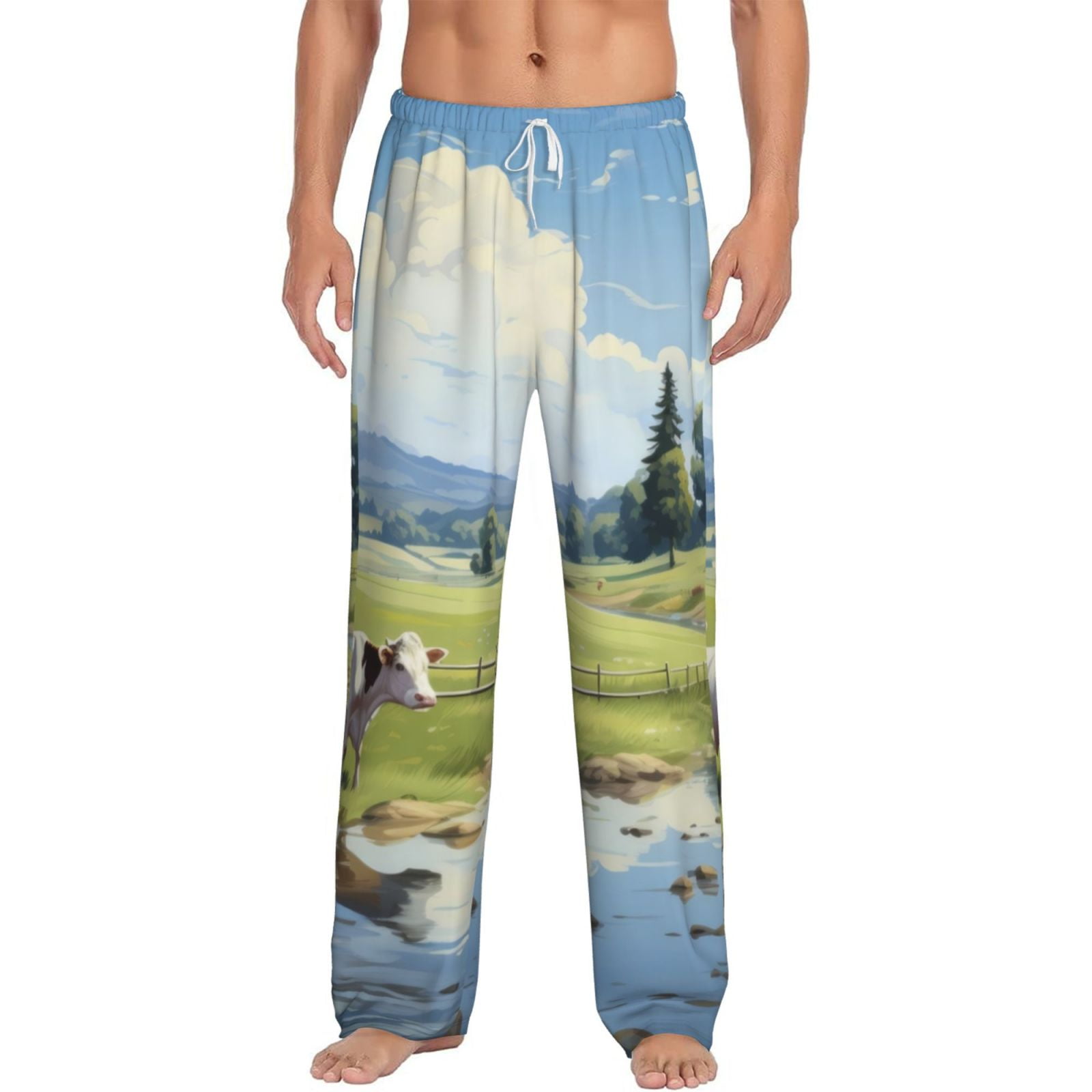 Balery Pasture Cow print Men's Pajama Pants,Ultra Lightweight Pjs ...