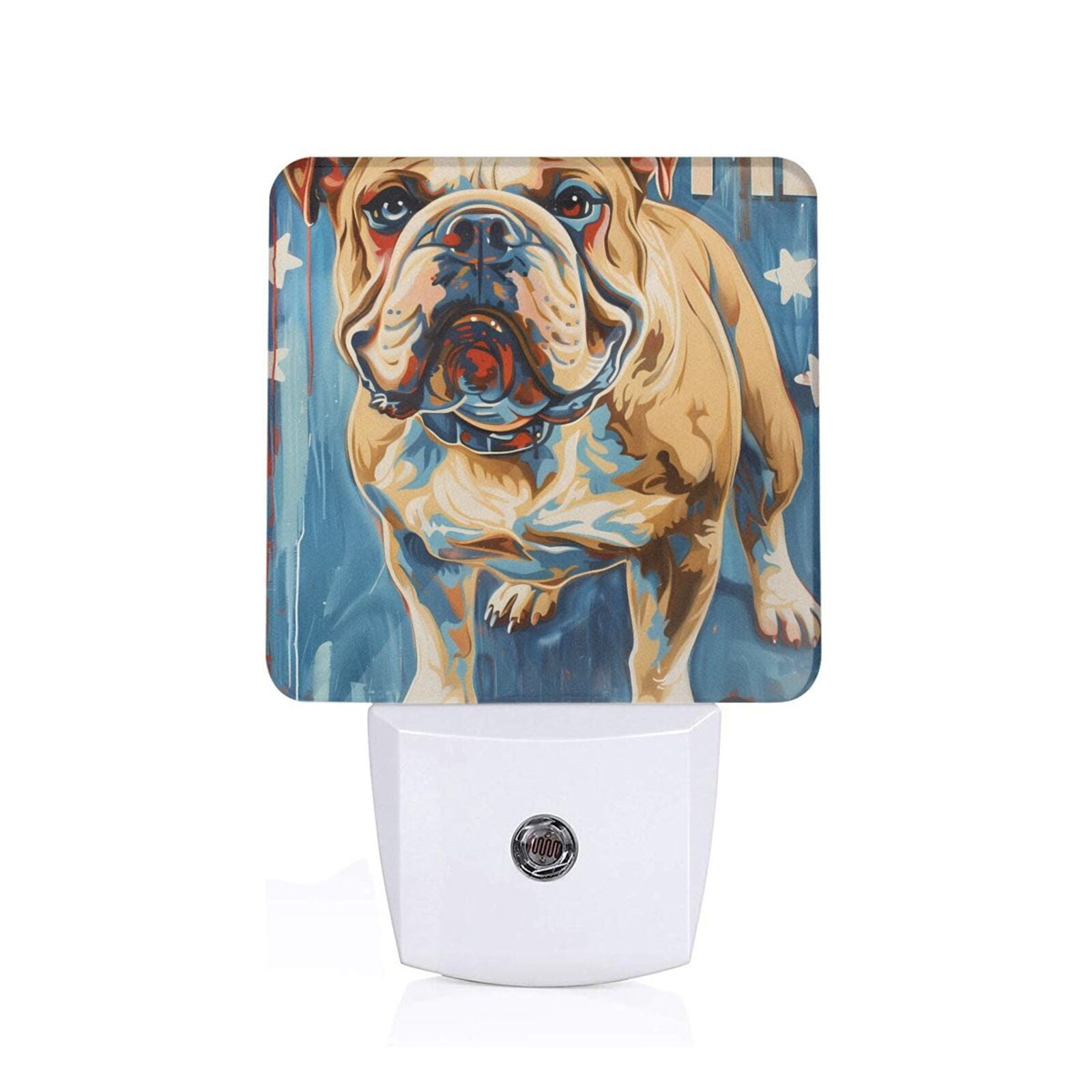 Balery Patriotic Bulldog Welcome Pattern LED Night Light with Automatic ...