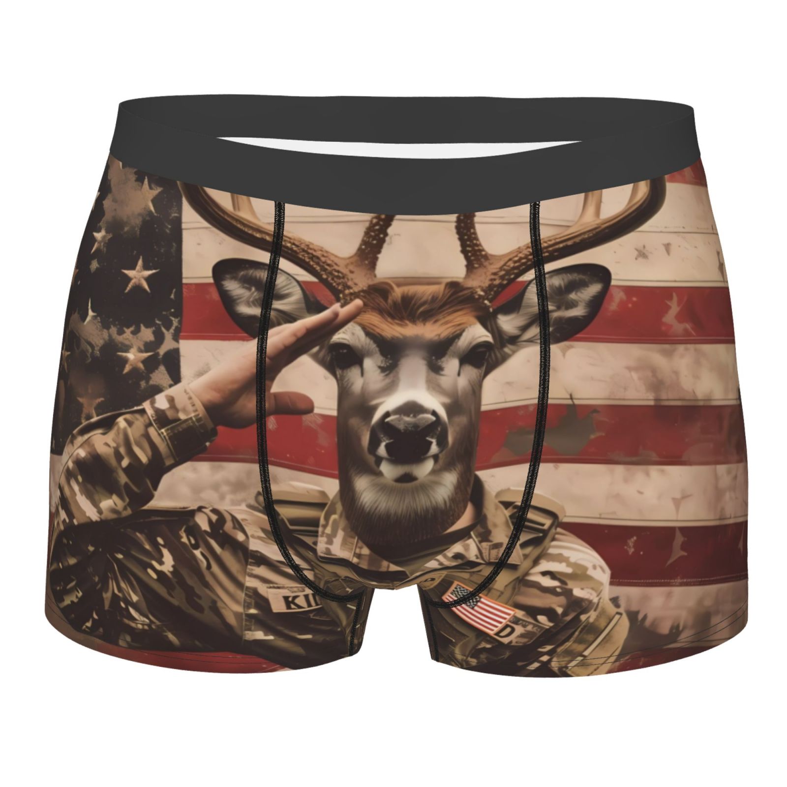 Balery Patriotic Deer Soldier Salute Men's Boxer Briefs, Soft and ...