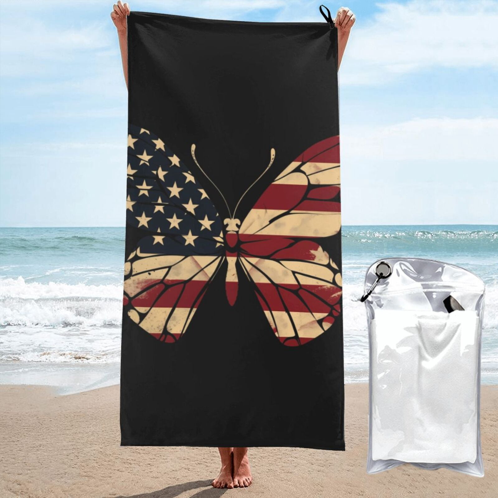 Balery Patriotic USA Butterfly Art Print Towels - Luxurious Jumbo Bath ...