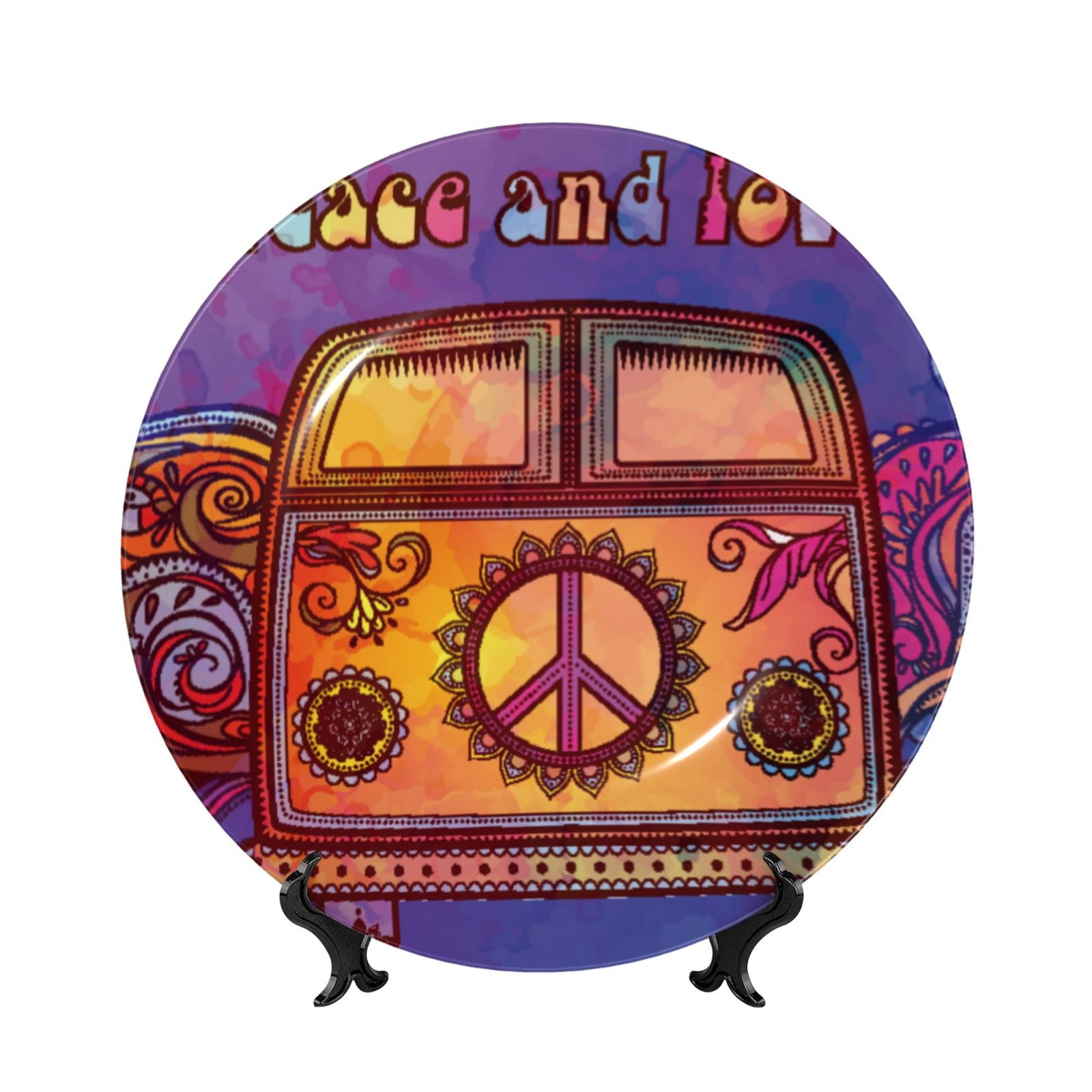 Balery Peace And Love Print Bone China Decorative Plate Ceramic Dinner ...