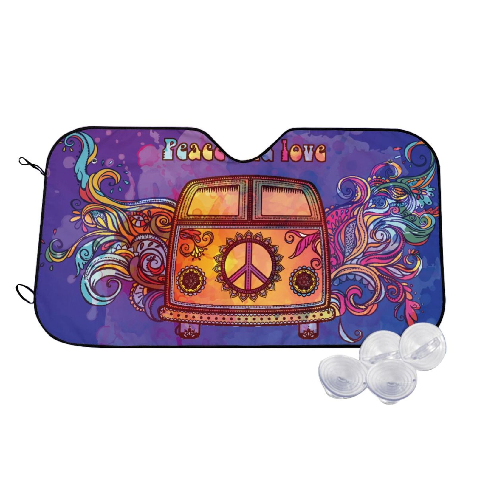 Balery Peace And Love Print Car Windshield Sun Shade,Windshield ...