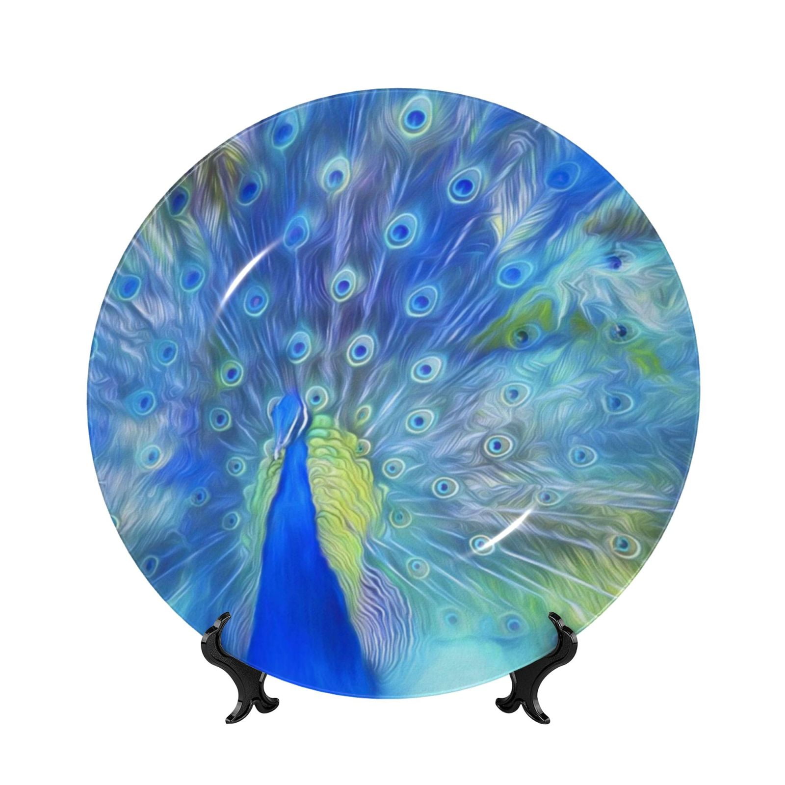 Balery Peacock Print Bone China Decorative Plate Ceramic Dinner Plates ...