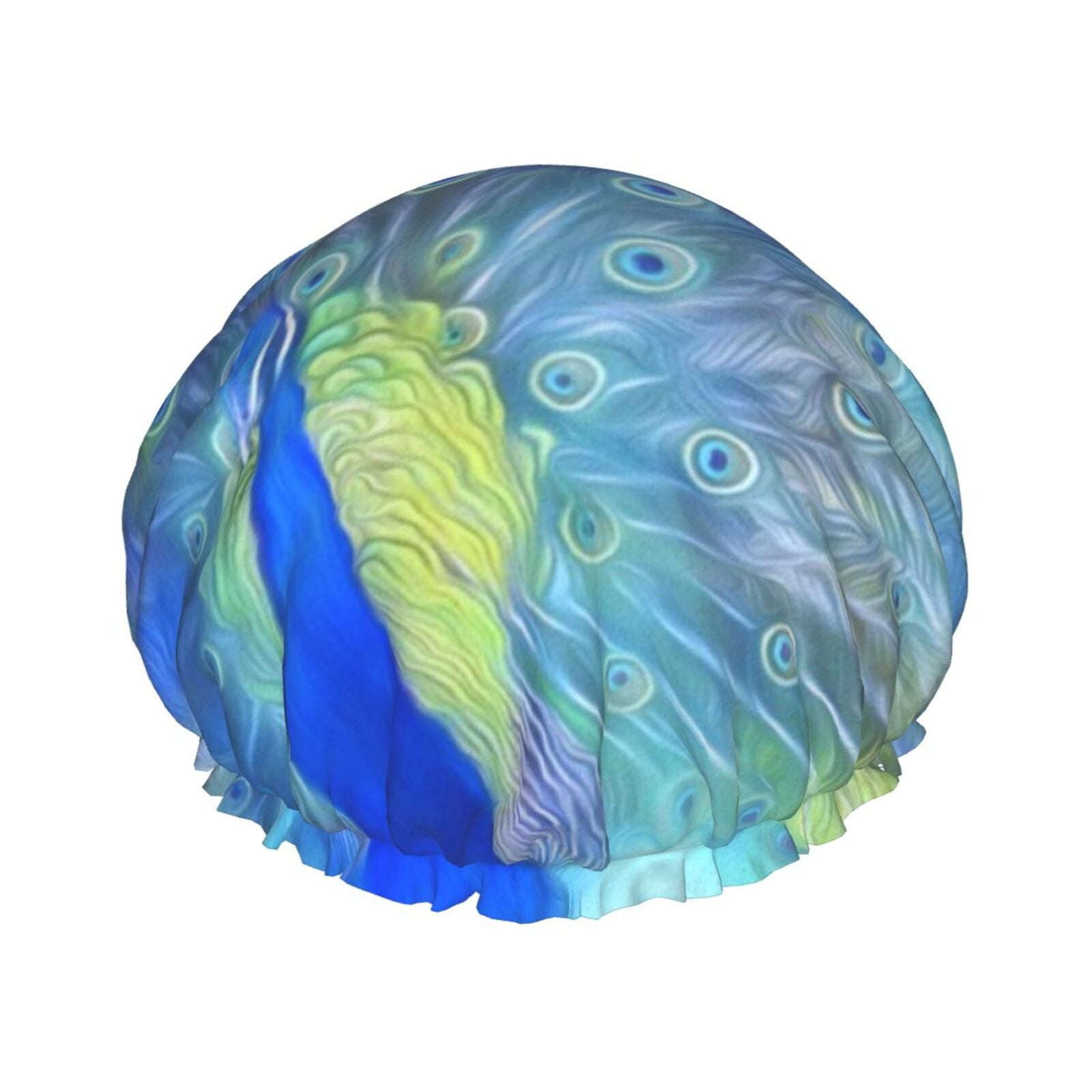 Balery Peacock Shower Caps, Double Layer Waterproof Shower Cap, Double ...