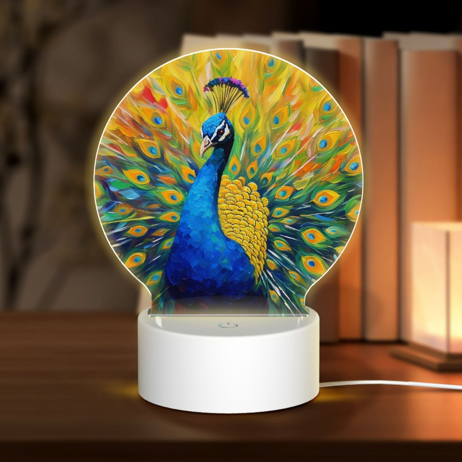 Balery Peacocks Pattern Acrylic Night Light Gift with 3 Color ...