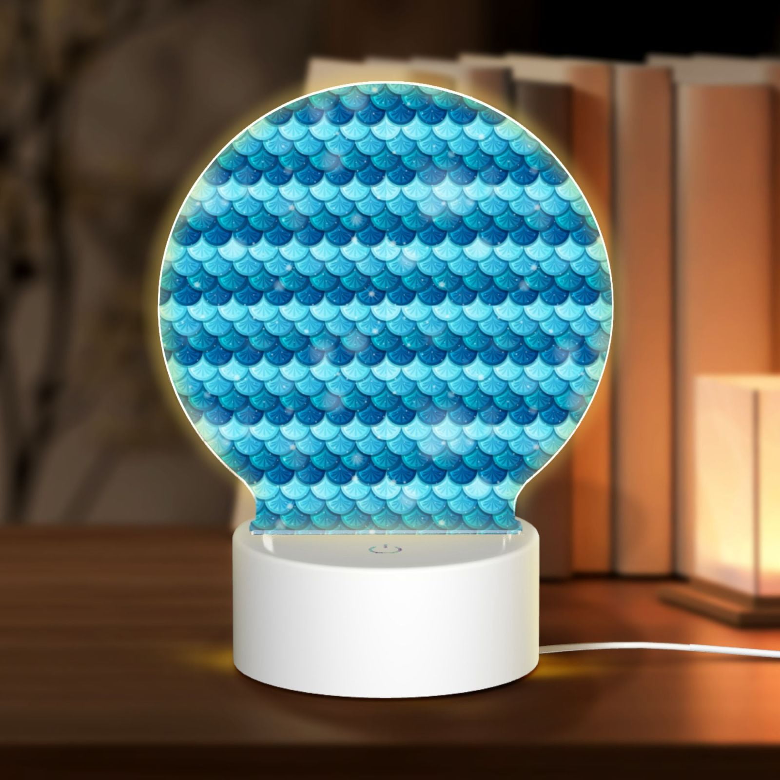 Balery Pearlescent Scales Pattern Acrylic Night Light Gift with 3 Color ...