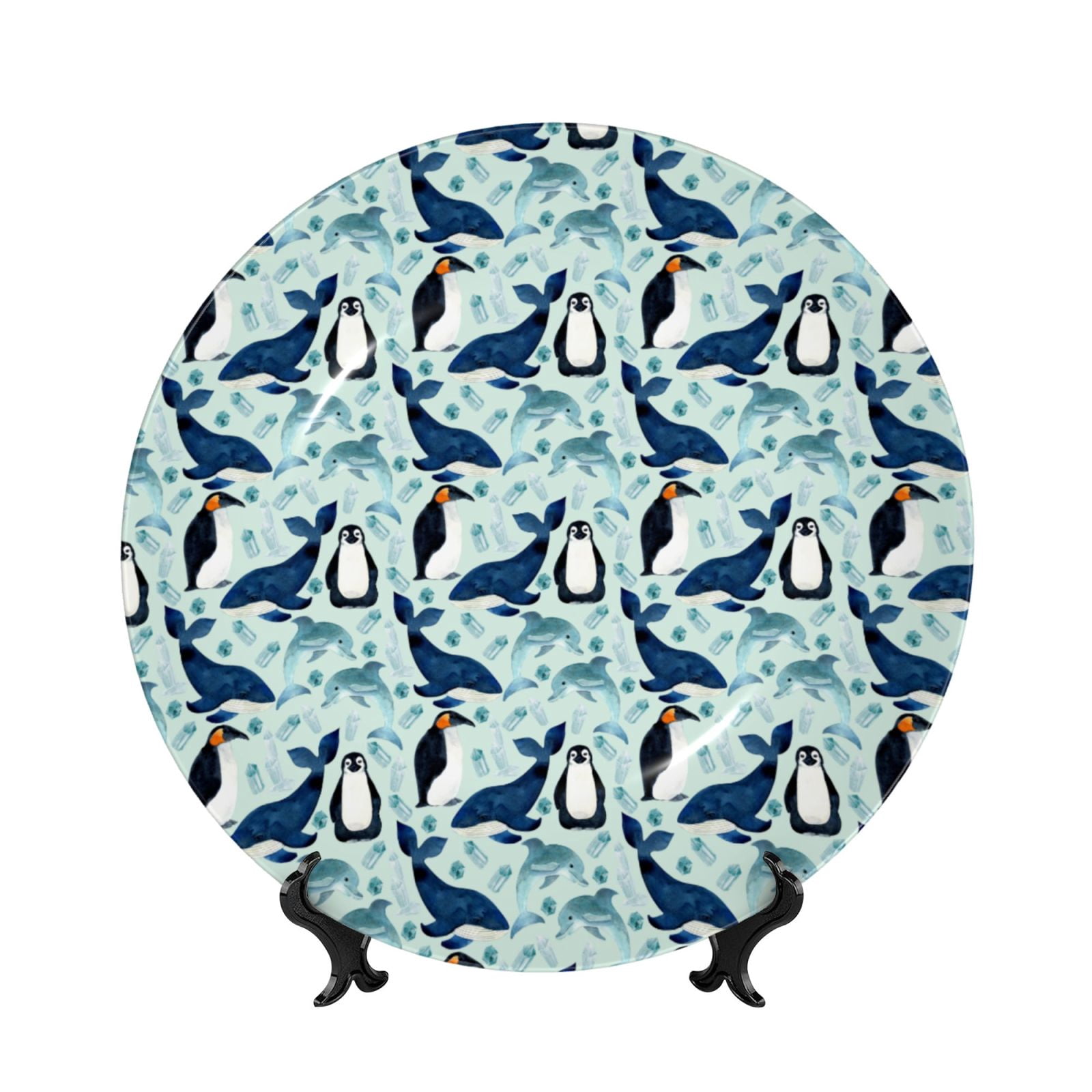 Balery Penguins Whales Print Bone China Decorative Plate Ceramic Dinner ...