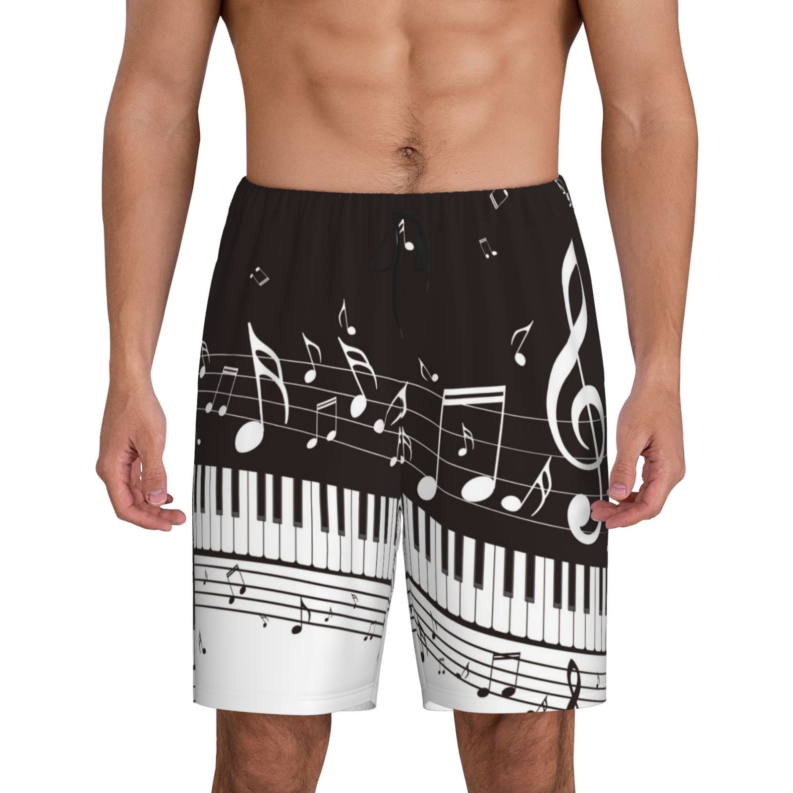 Balery Piano Keys With Musical Notes Men's Cotton Knit Pajama Shorts ...