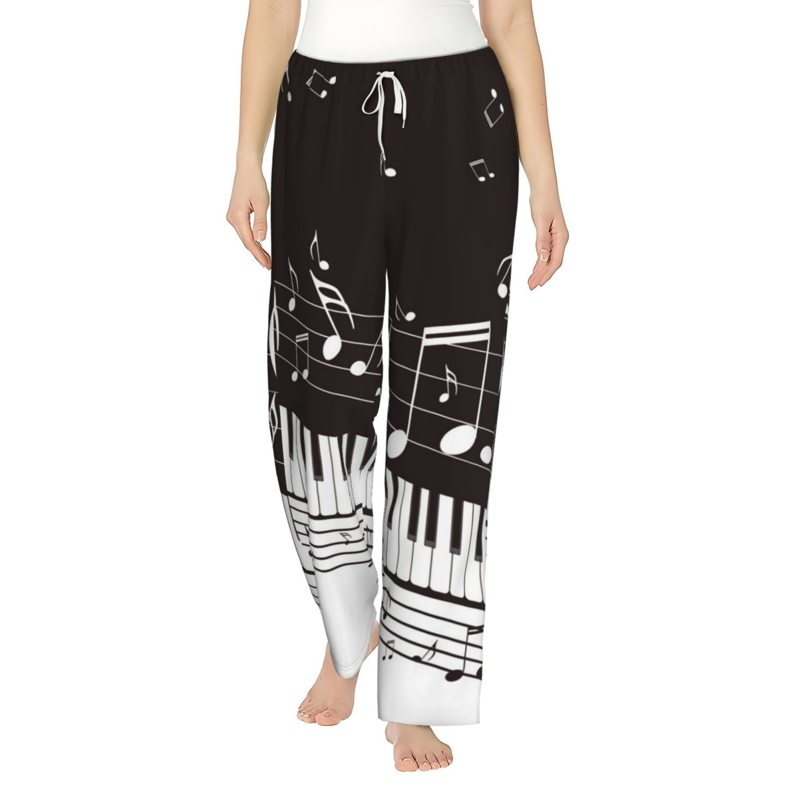 Balery Piano Keys With Musical Notes print Women's Pajama Pants,Ultra ...