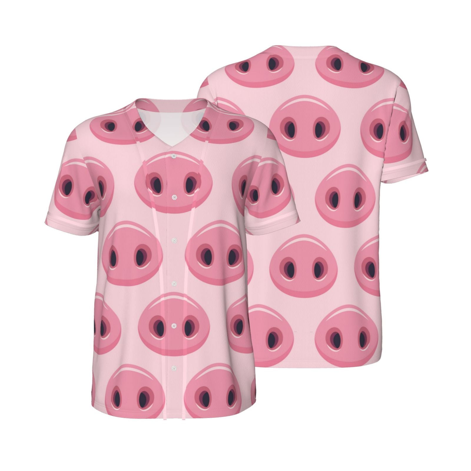 Balery Pig Nose Baseball Jersey for Men Casual Button Down Shirts Short ...