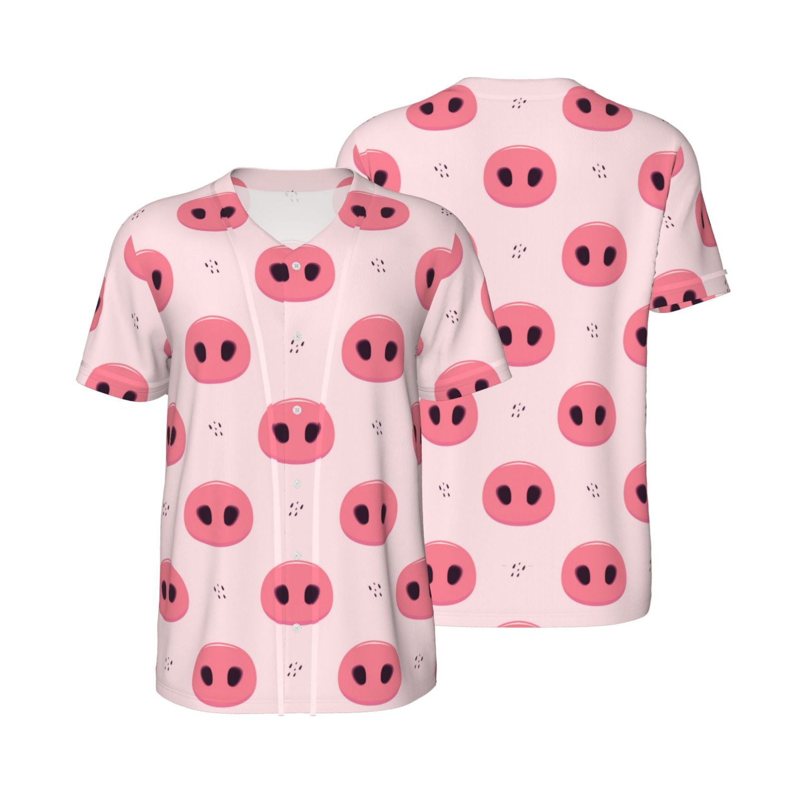 Balery Pig Noses Baseball Jersey for Men Casual Button Down Shirts ...