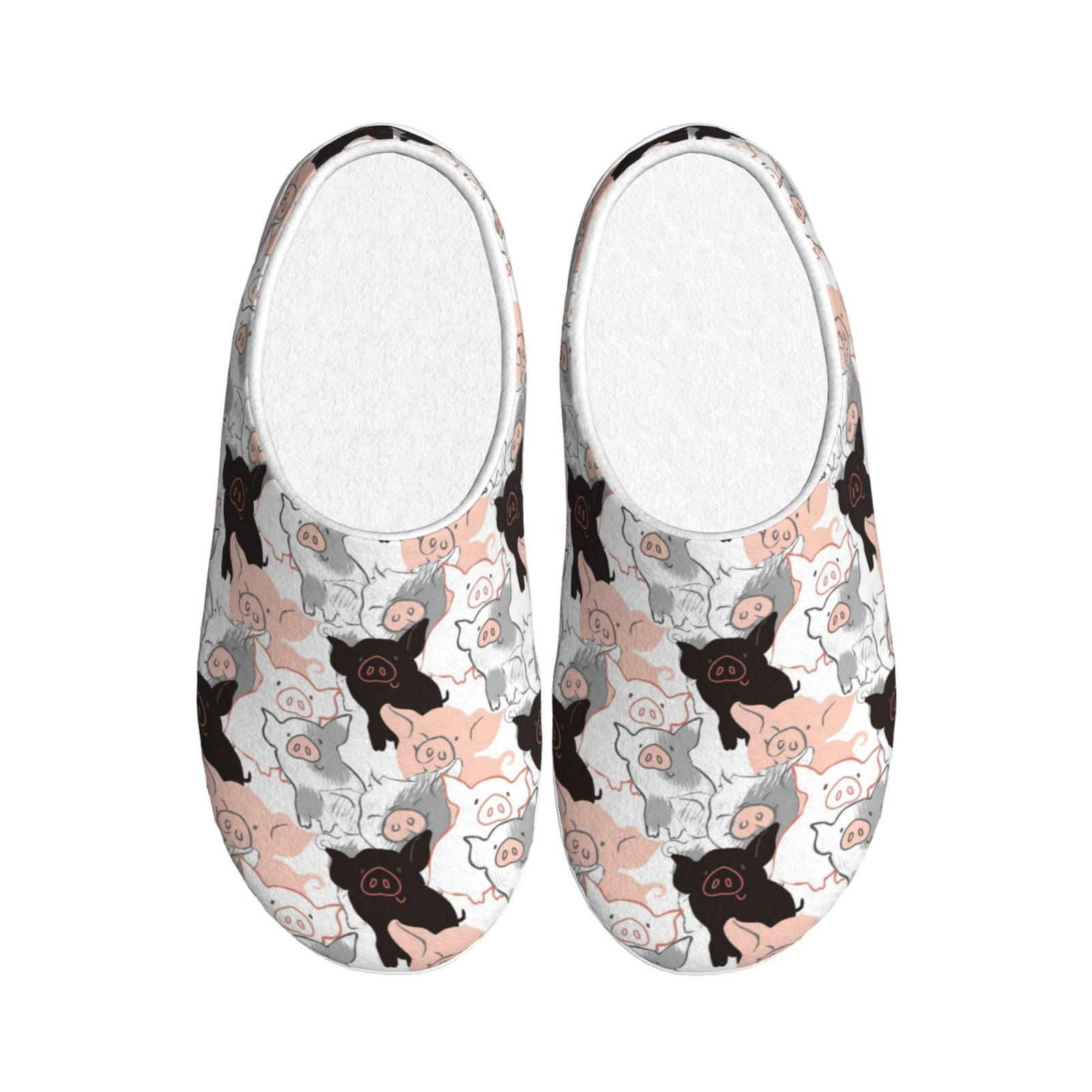 Balery Pigs Pattern Women's Fuzzy Memory Foam Slippers Fluffy Winter ...