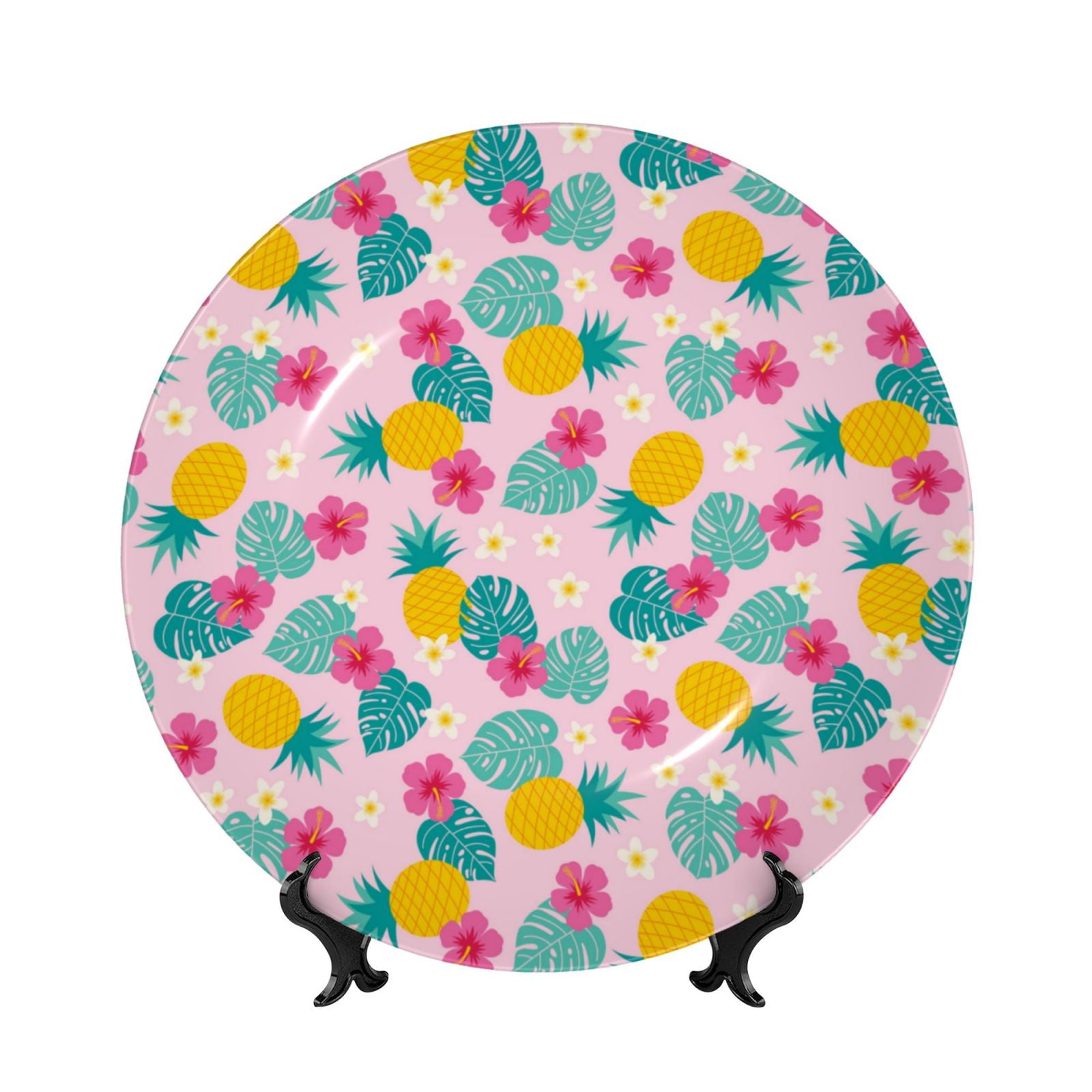 Balery Pineapple And Leaves Print Bone China Decorative Plate Ceramic ...