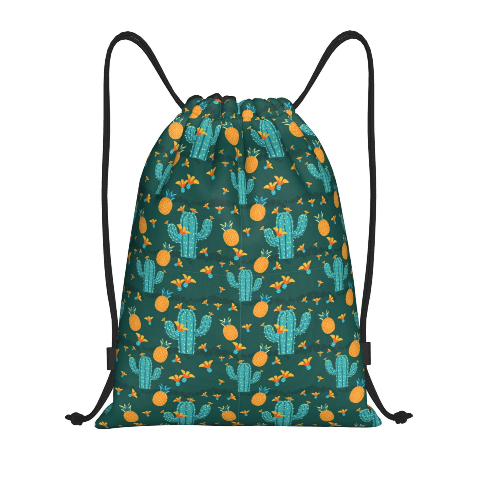 Balery Pineapple And Cactus Pattern Drawstring Backpack Bag Sport Gym ...