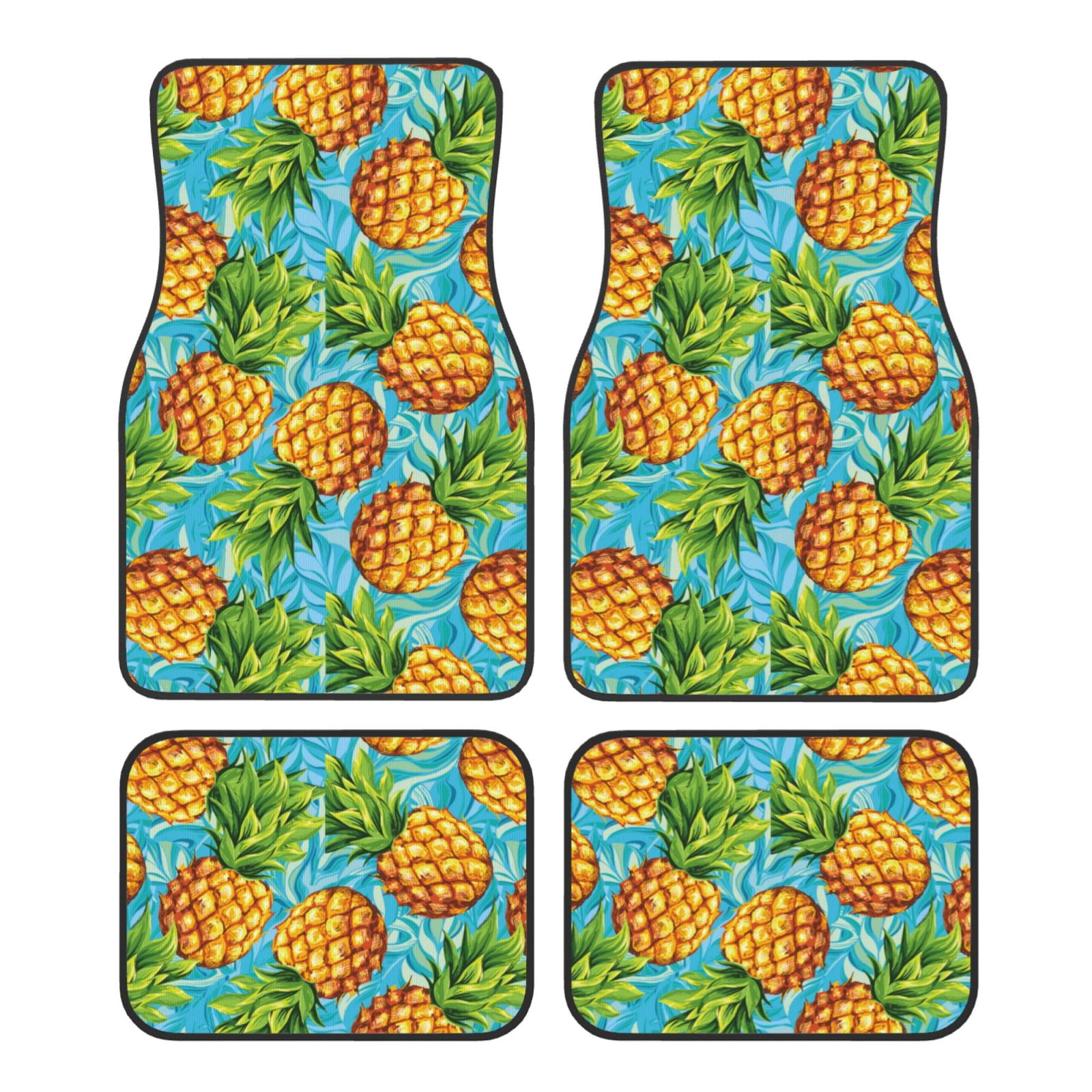 Balery Pineapple Pattern 4-Piece Floor Mats, Heavy-Duty Rubber Liners ...