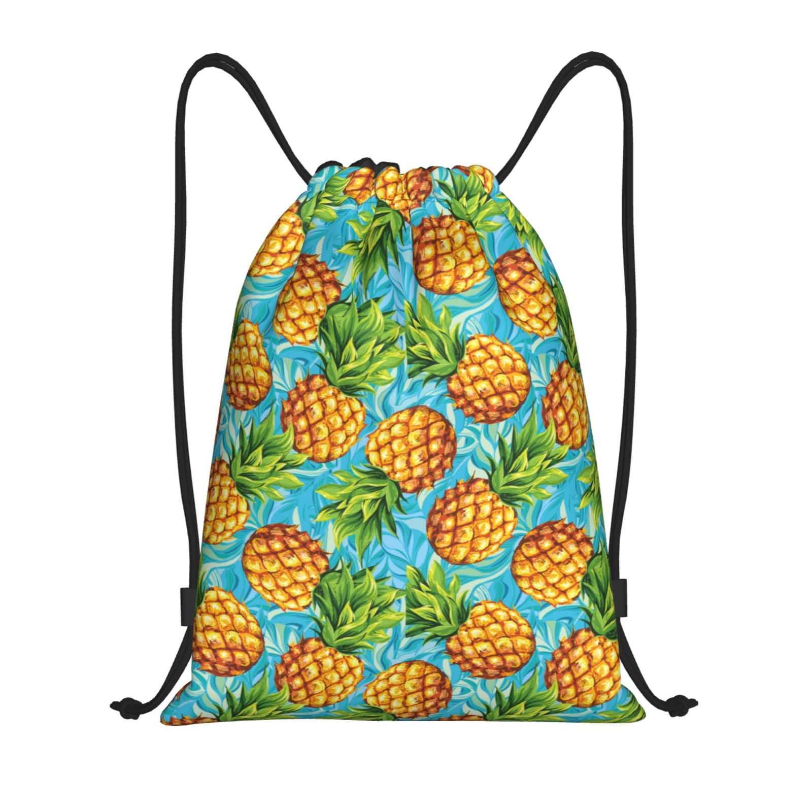 Balery Pineapple Pattern Drawstring Backpack Bag Sport Gym Sackpack ...