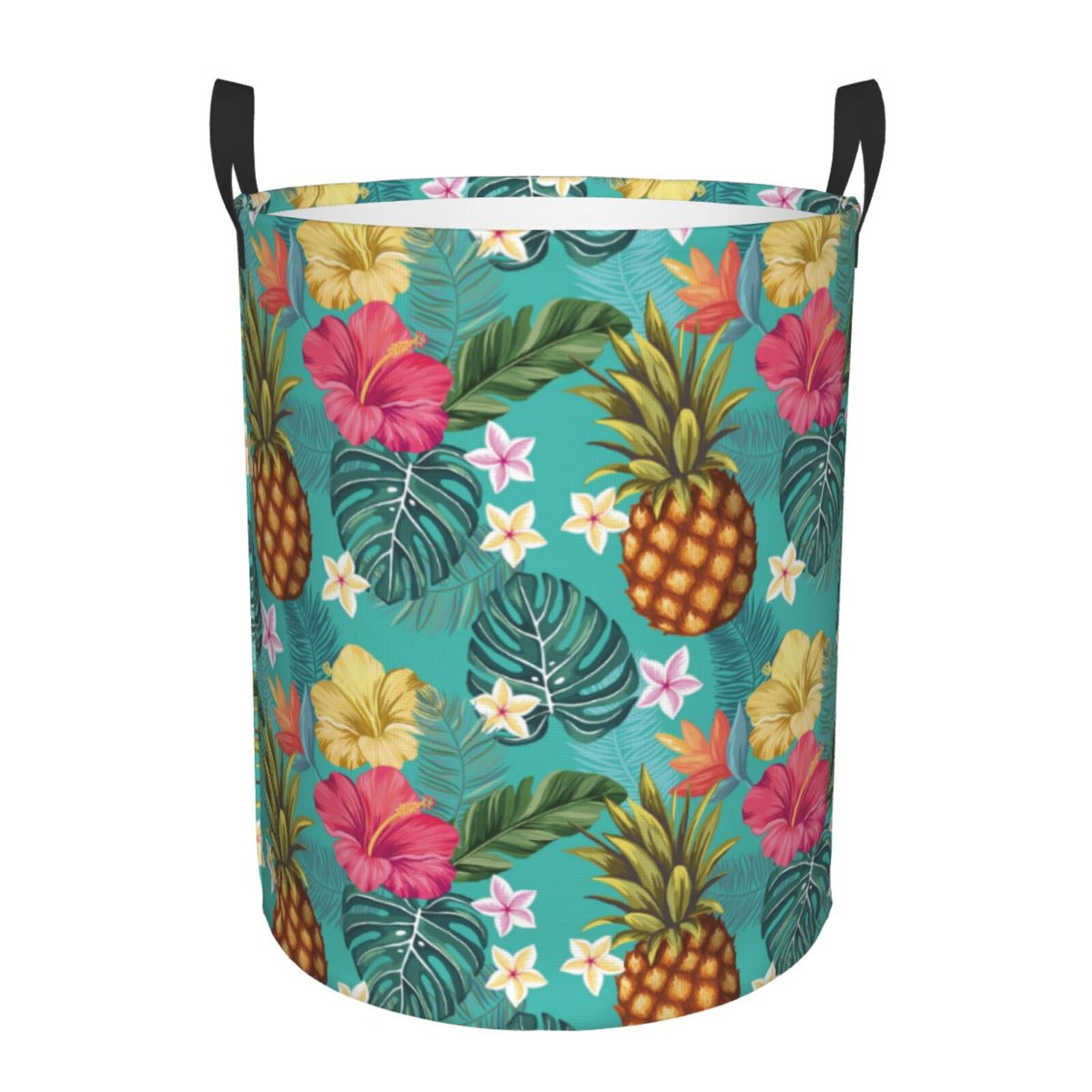 Balery Pineapple Round Laundry Basket with Handles Waterproof ...