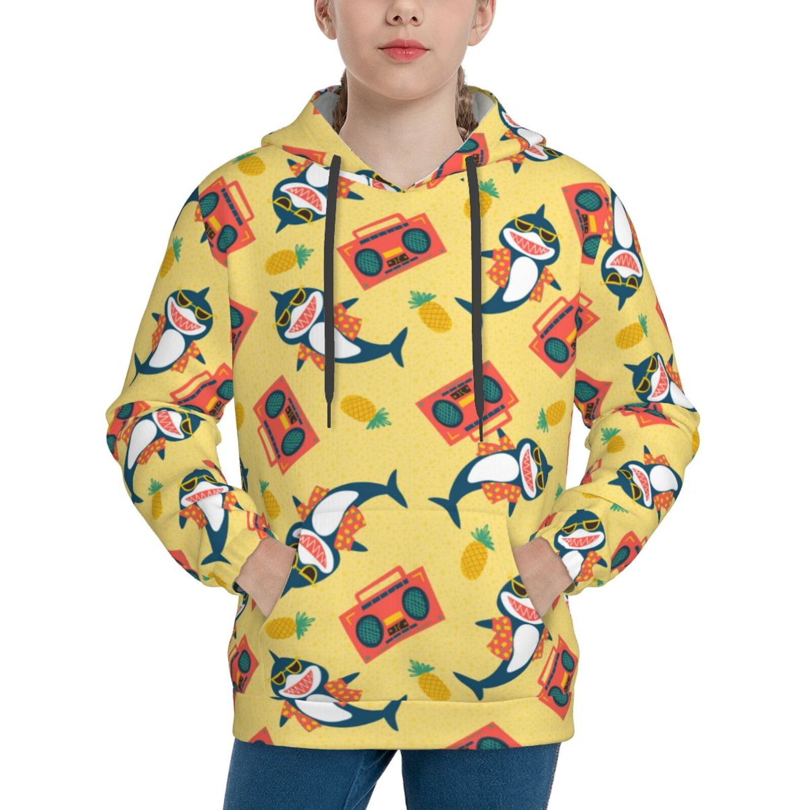Balery Pineapples Sharks In Hawaiian Pattern Boys Hoodie, Youth ...