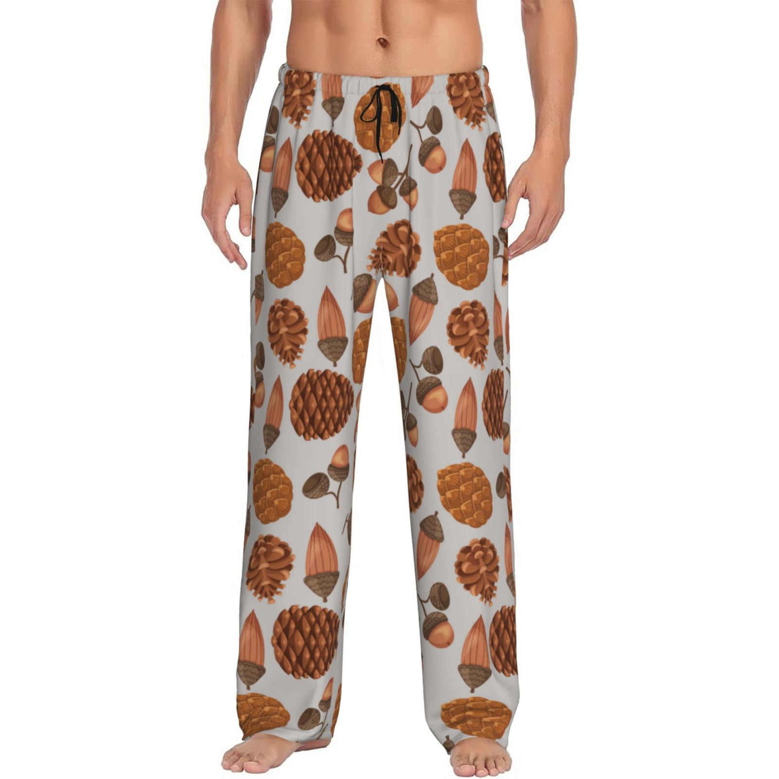 Balery Pinecone Autumn Pattern print Men's Pajama Pants,Ultra Lightweight Pjs,Lounge Pant-Medium ...