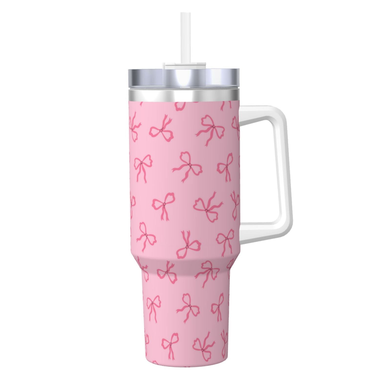 Balery Pink Bows Pattern 40oz Stainless Steel Tumbler Double Wall ...