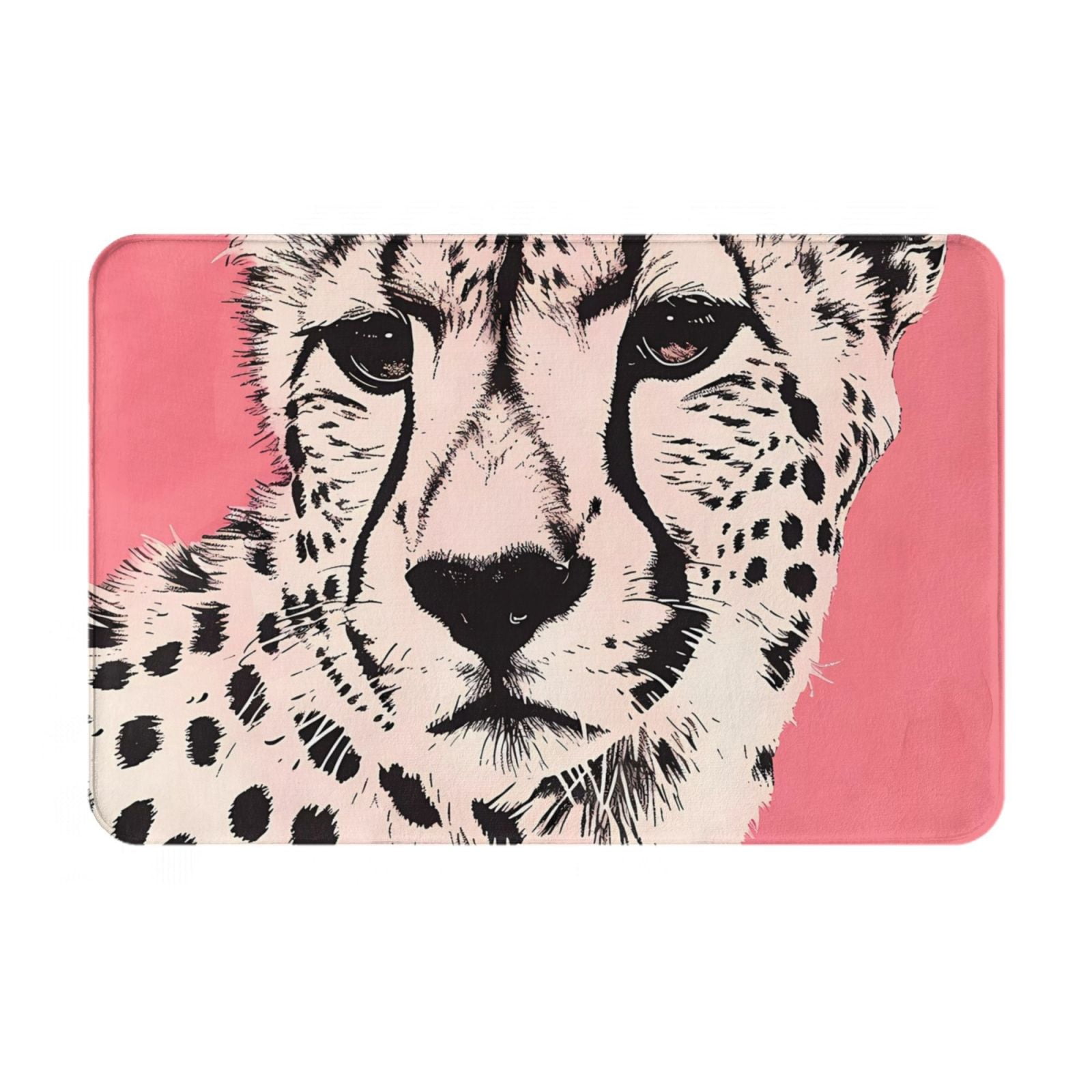 Balery Pink Cheetah Art Doormat, Durable Flannel Fabric, Waterproof ...