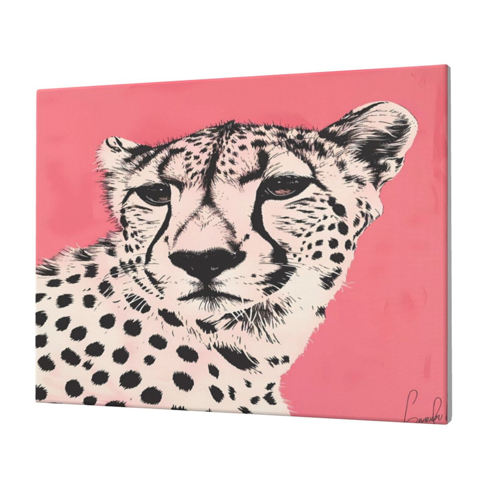 Balery Pink Cheetah Art Pattern Canvas Decorative Picture – 30x40in ...