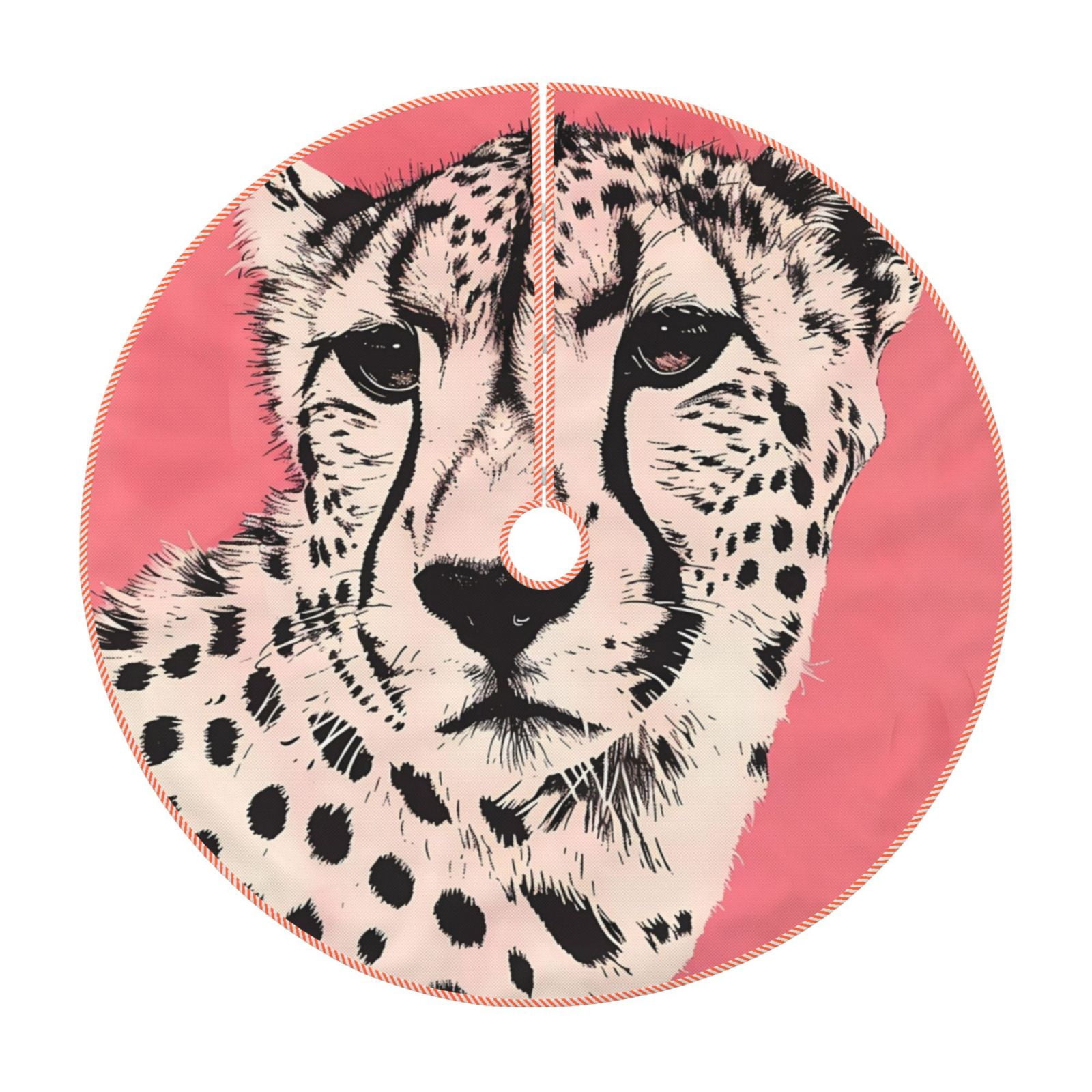 Balery Pink Cheetah Art Printed Christmas Tree Skirt , Merry Christmas ...