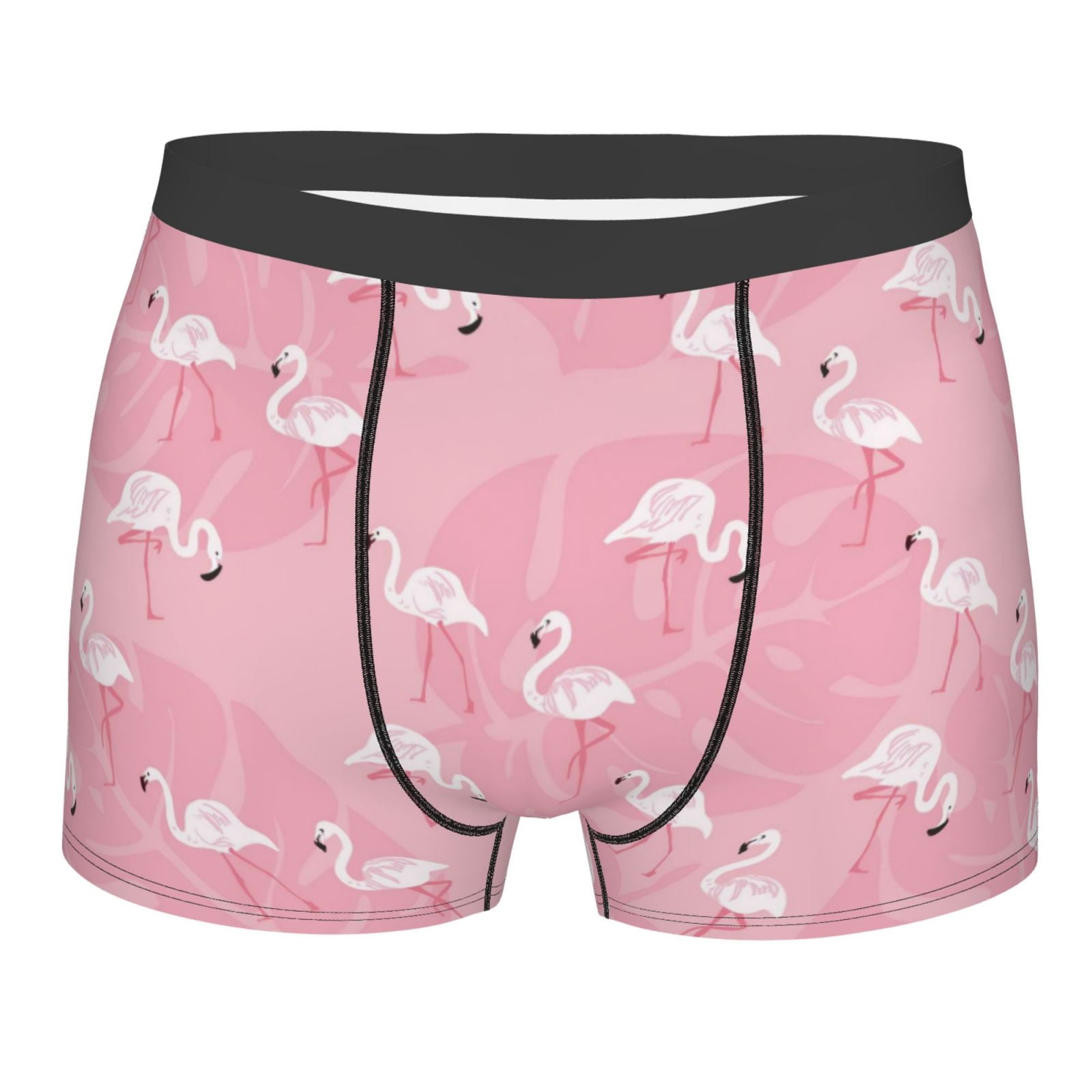 Balery Pink Flamingos and Flowers Men's Boxer Briefs, Soft and ...