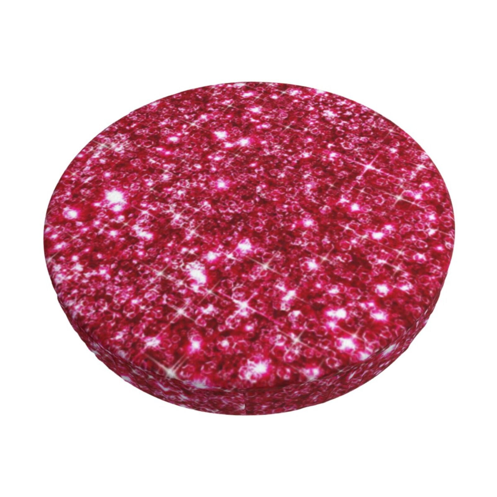 Balery Pink Glitter Round Bar Stool Seat Covers Velvet Fabric ...