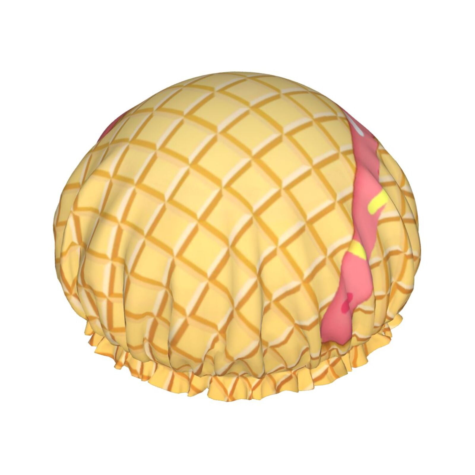 Balery Pink Ice Cream Shower Caps, Double Layer Waterproof Shower Cap ...