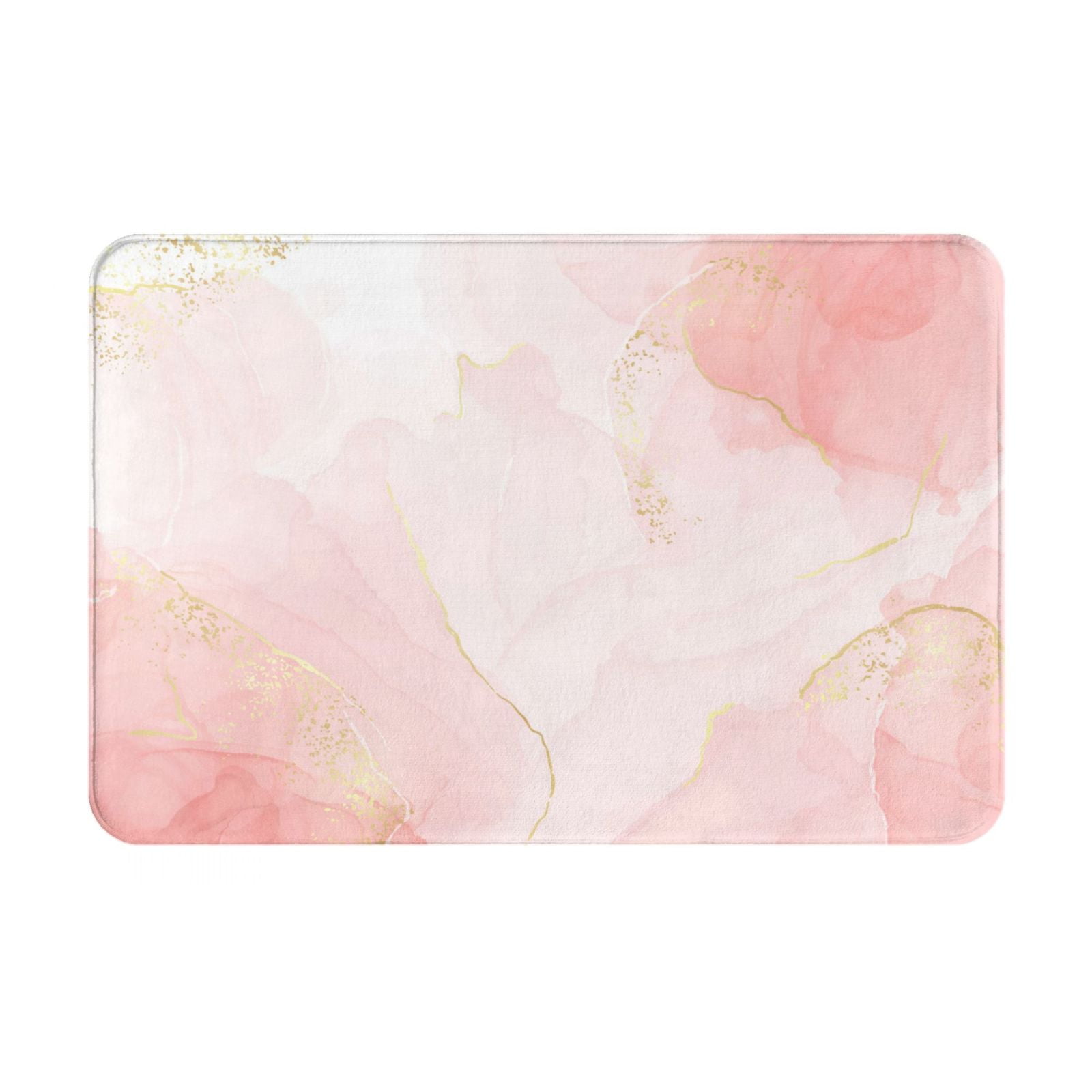 Balery Pink Marble Doormat, Durable Flannel Fabric, Waterproof Stain ...