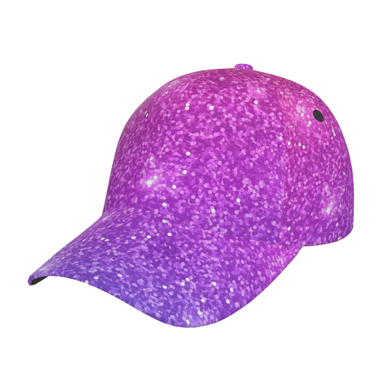 Balery Pink Purple Glitter Baseball Cap For Women Men,Adjustable Size ...