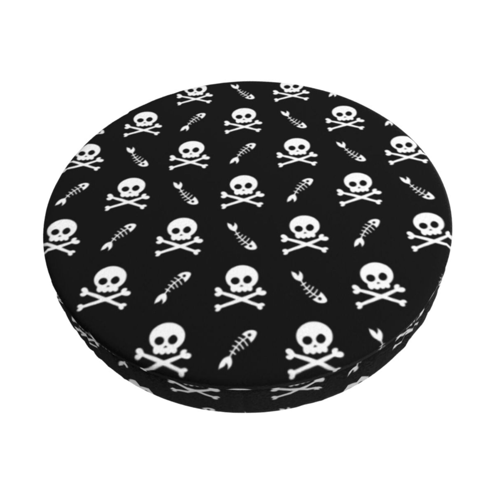 Balery Pirate skull Pattern Round Bar Stool Seat Covers Velvet Fabric ...