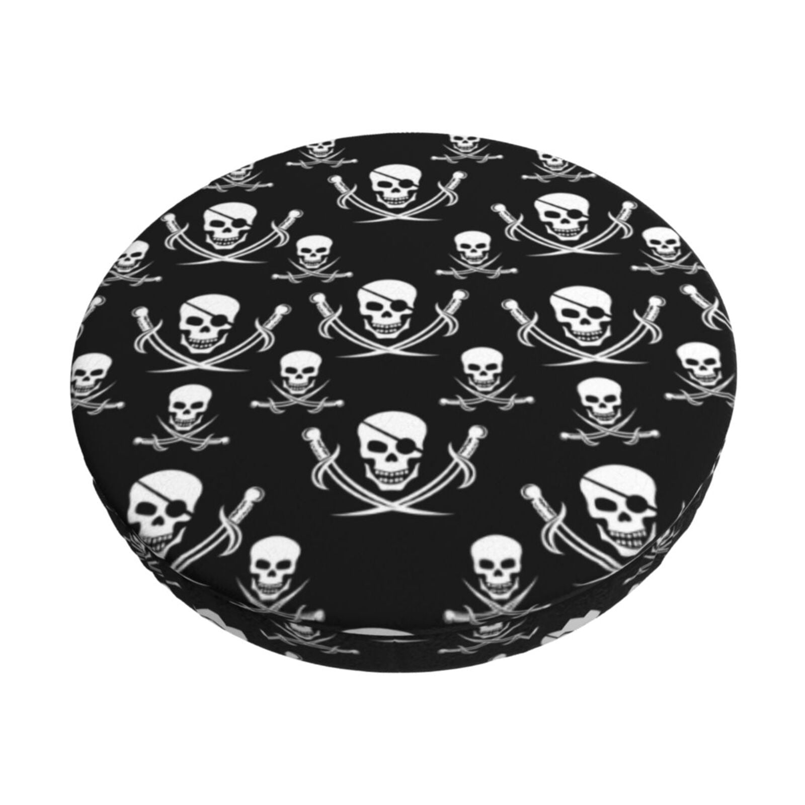 Balery Pirate skulls Pattern Round Bar Stool Seat Covers Velvet Fabric ...